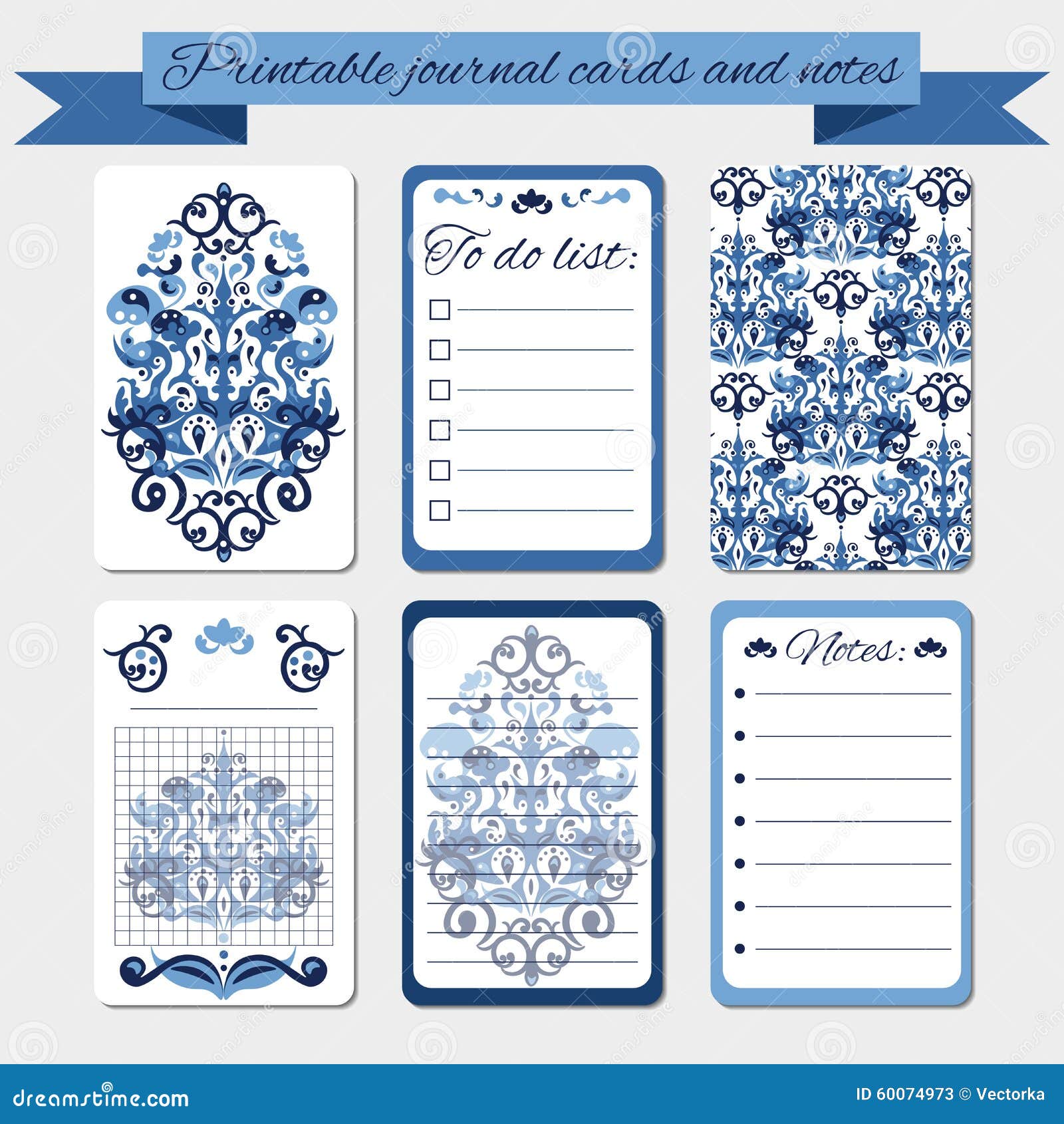 Printable Notes, Journal Cards With Autmun Illustrations. Template For ...
