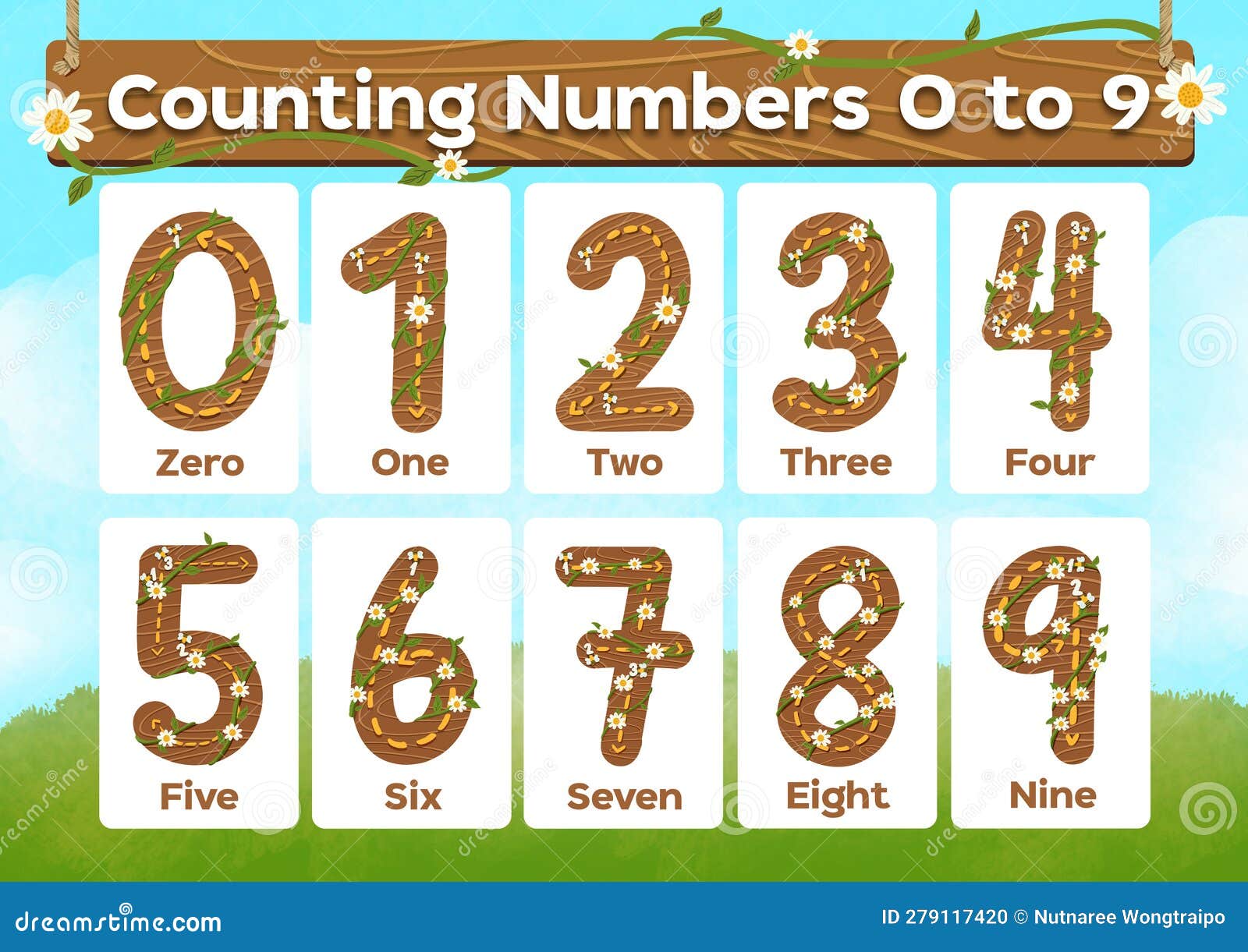 Counting Numbers 0 to 9 stock illustration. Illustration of game ...
