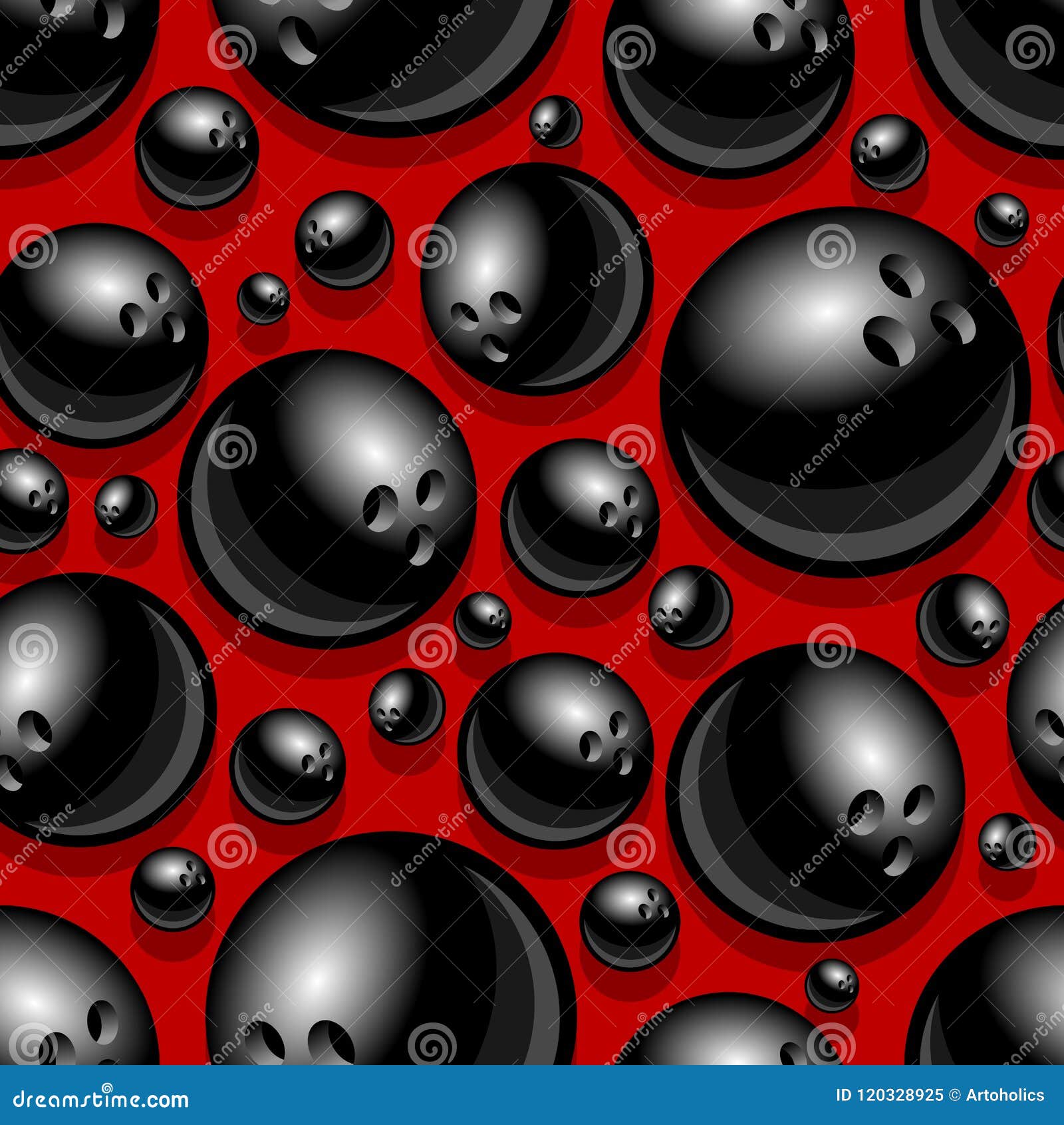 Printable Seamless Vector Pattern With Bowling Ball Graphic ...