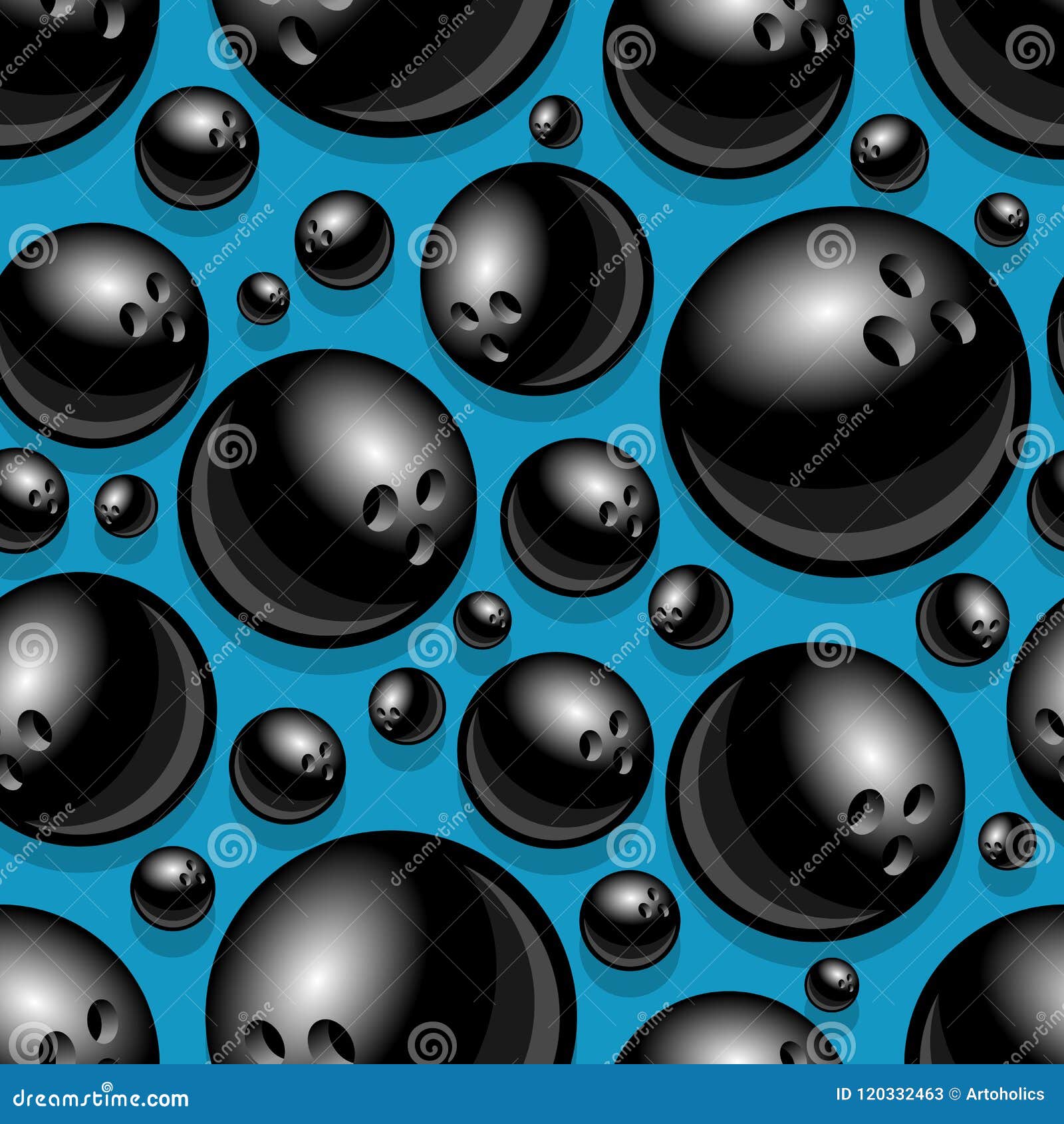 Printable Seamless Vector Pattern with Bowling Ball Graphic. Stock ...