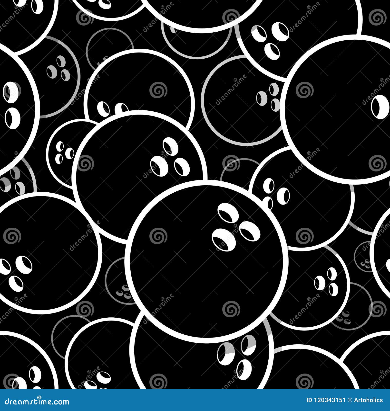 Printable Seamless Vector Pattern with Bowling Ball Graphic. Stock ...