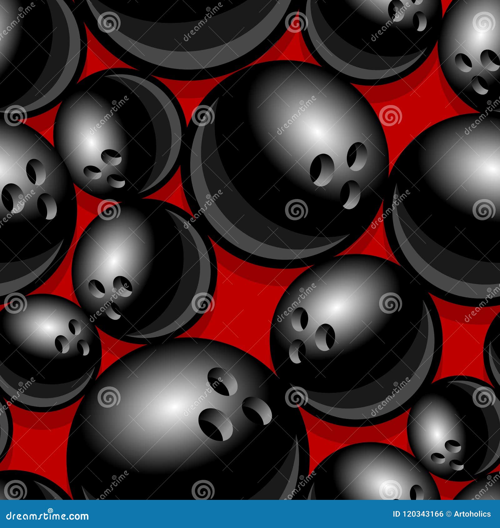 Printable Seamless Vector Pattern with Bowling Ball Graphic. Stock ...