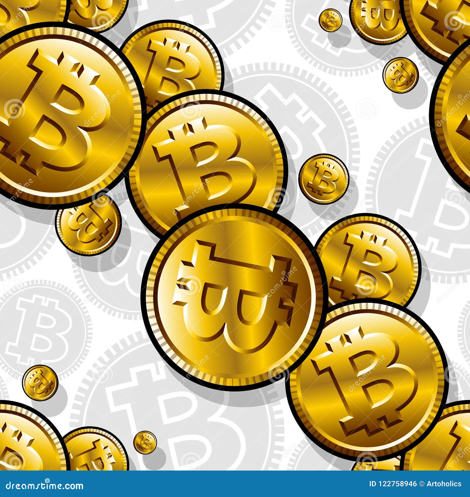 Printable Seamless Vector Pattern of Digital Bitcoin Crypto Currency ...
