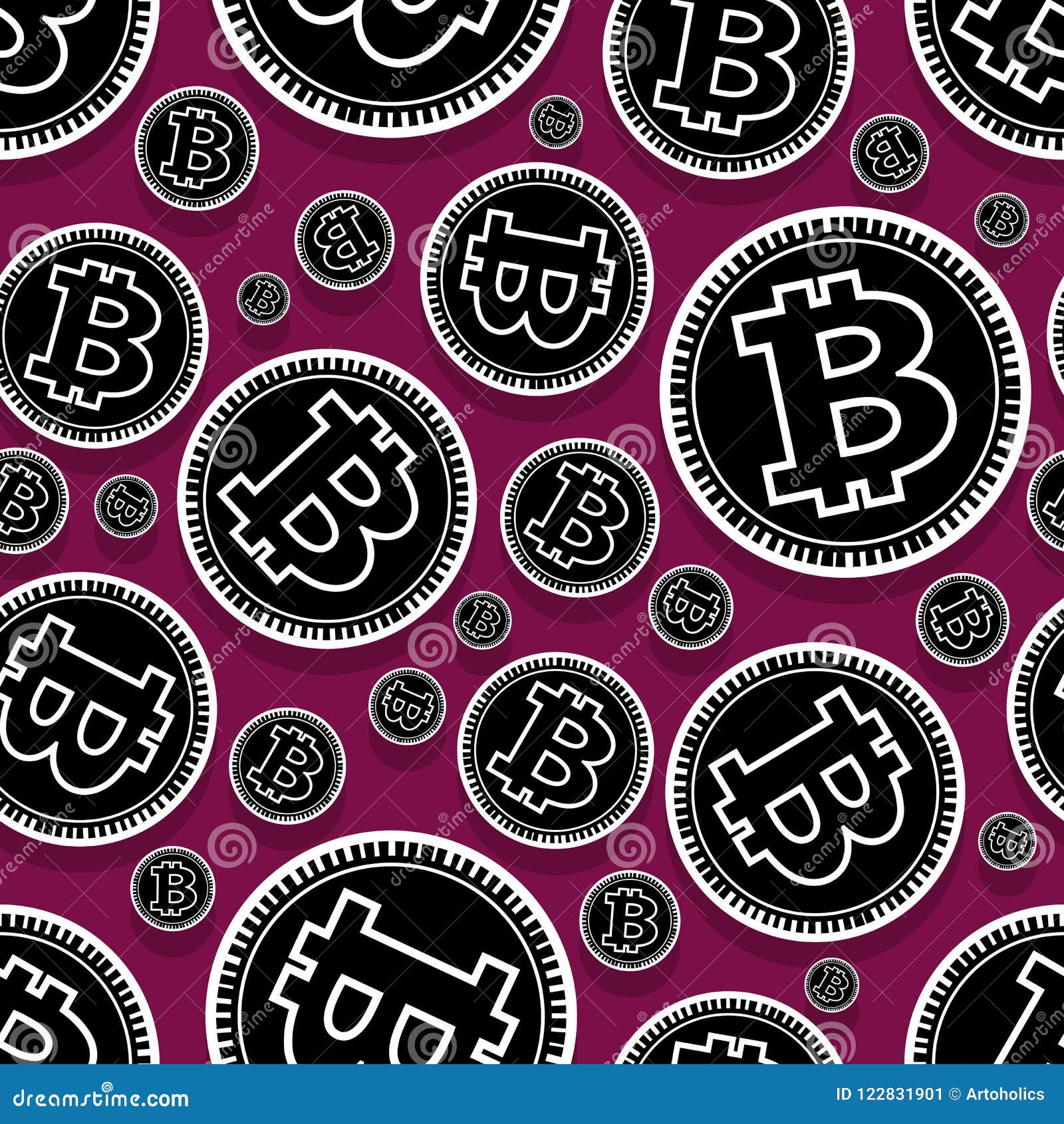 Printable Seamless Vector Pattern of Digital Bitcoin Crypto Currency ...