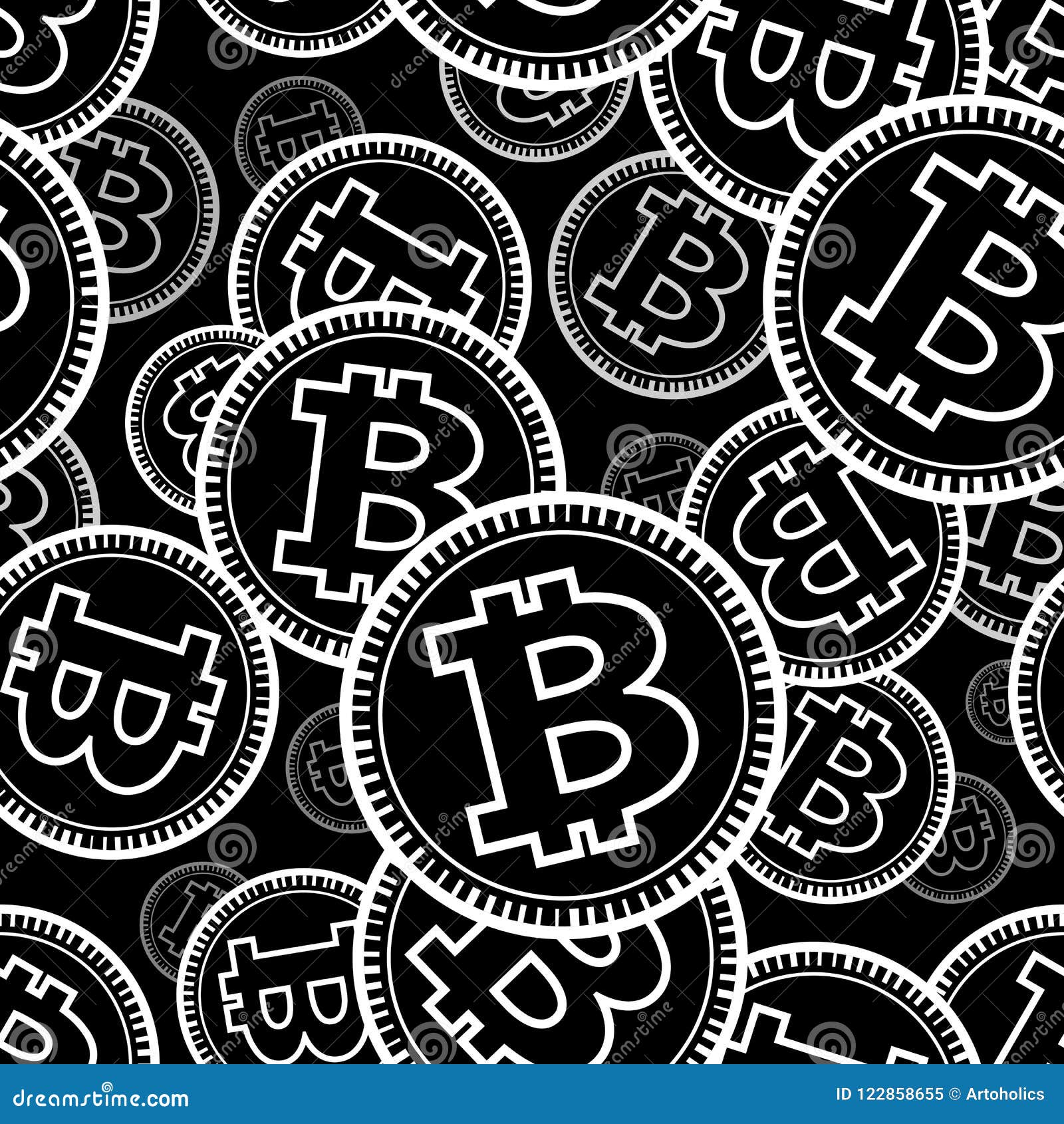 Printable Seamless Vector Pattern of Digital Bitcoin Crypto Currency ...