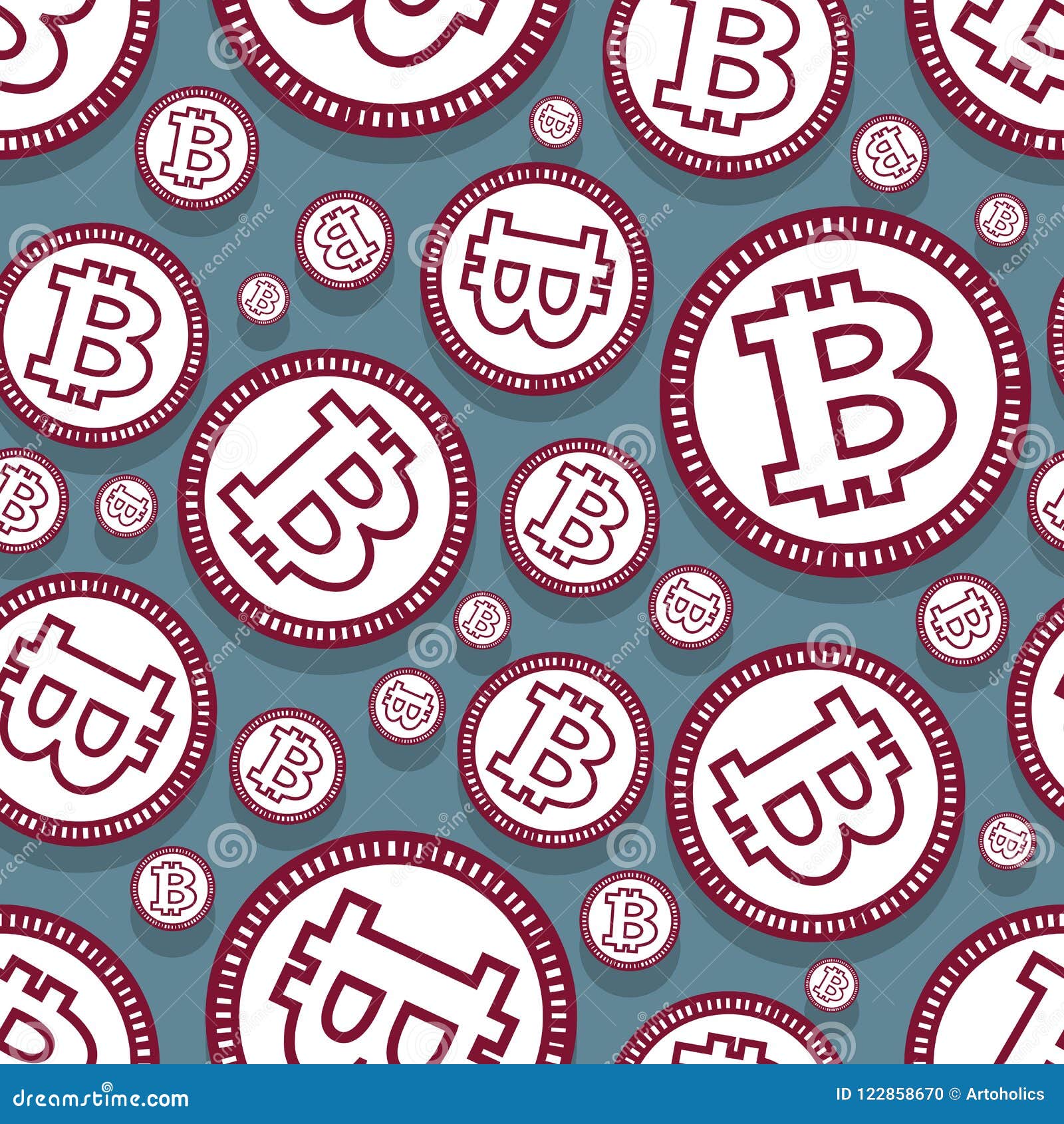 Printable Seamless Vector Pattern of Digital Bitcoin Crypto Currency Symbols. Stock Vector ...