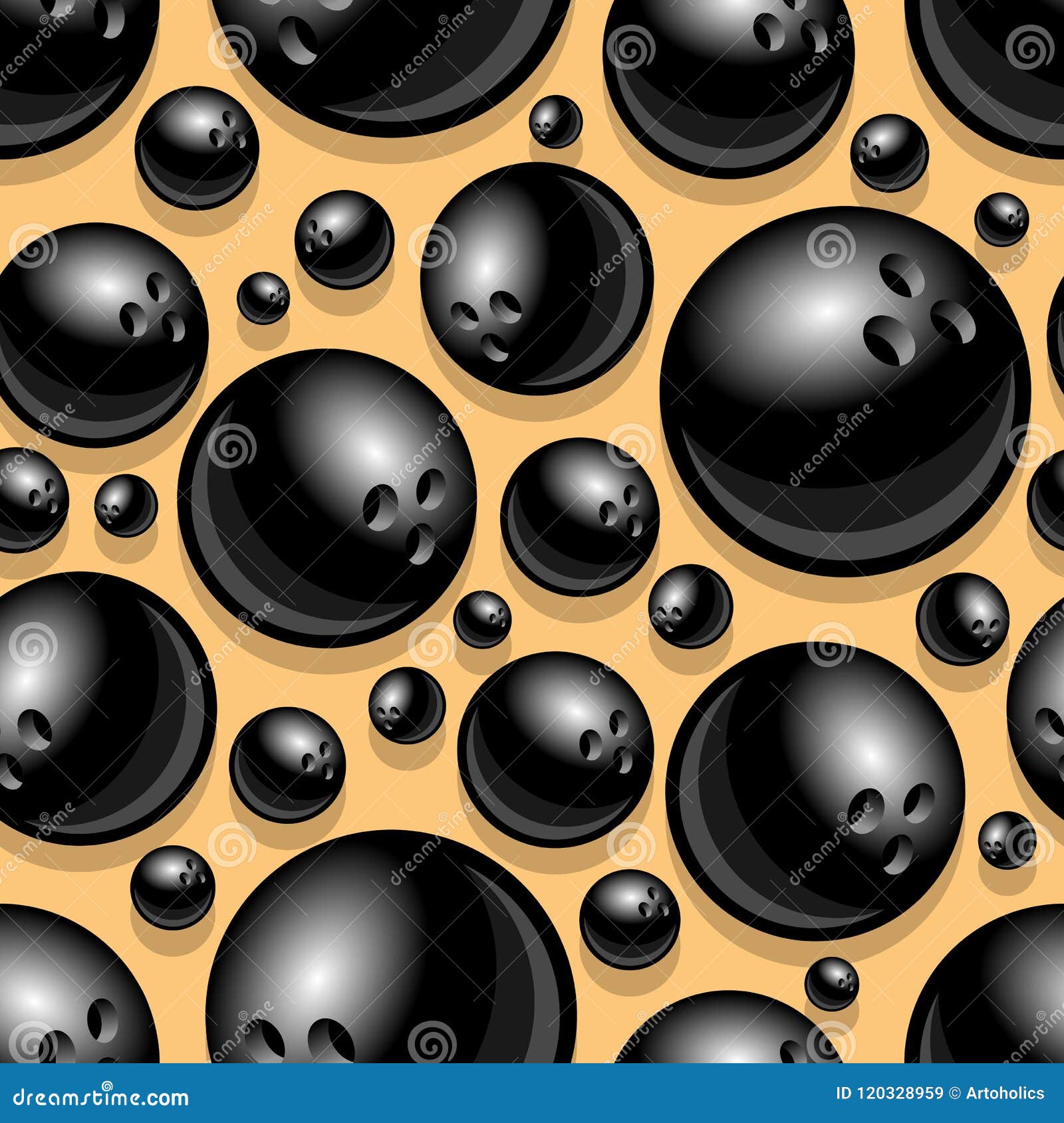 Printable Seamless Vector Pattern with Bowling Ball Graphic. Stock ...