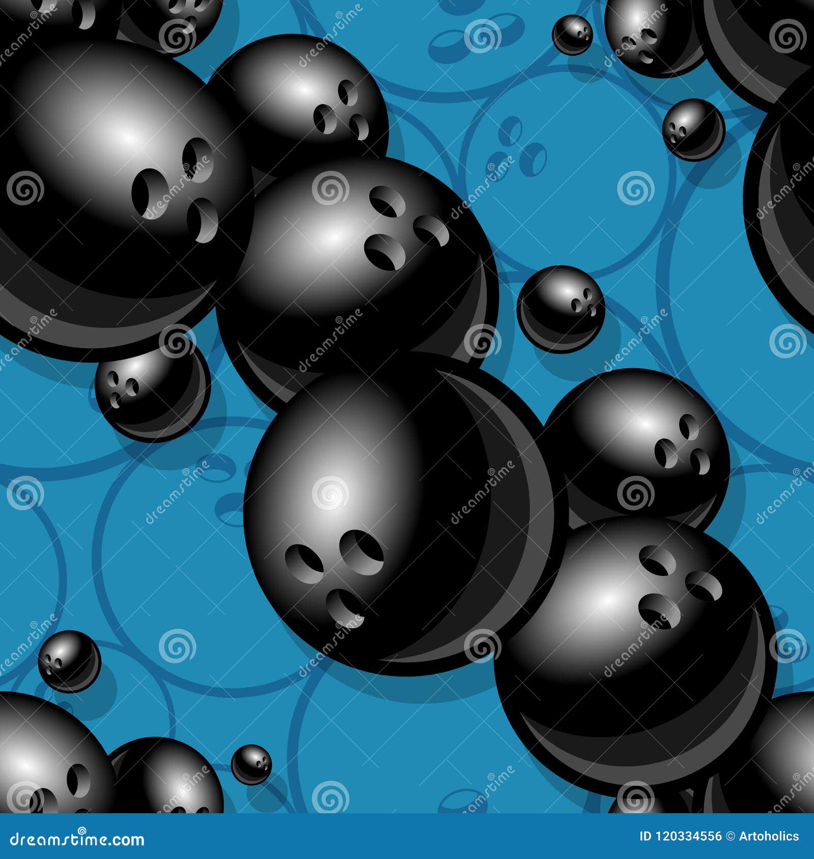 Printable Seamless Vector Pattern with Bowling Ball Graphic. Stock ...