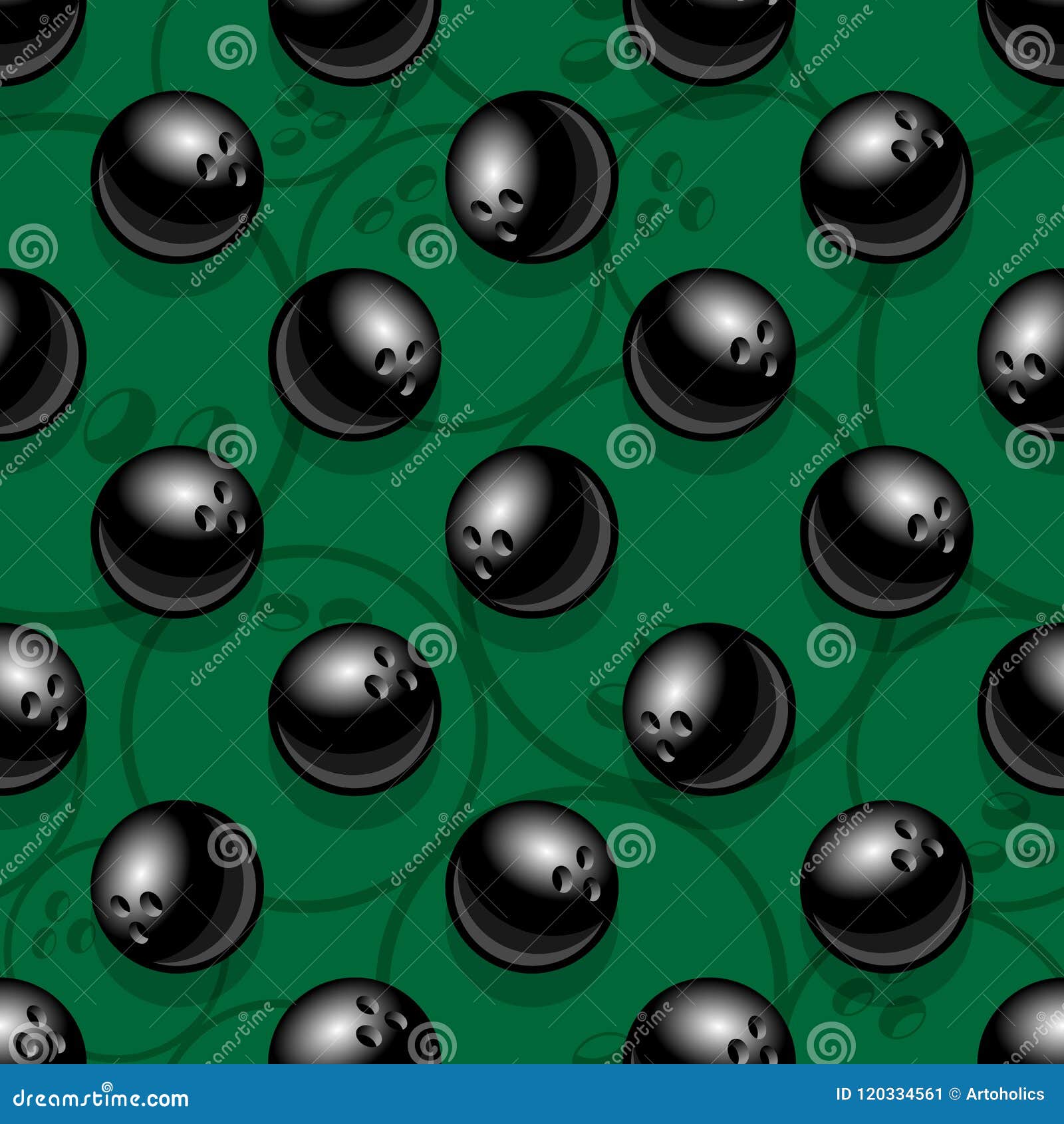 Printable Seamless Vector Pattern with Bowling Ball Graphic. Stock ...