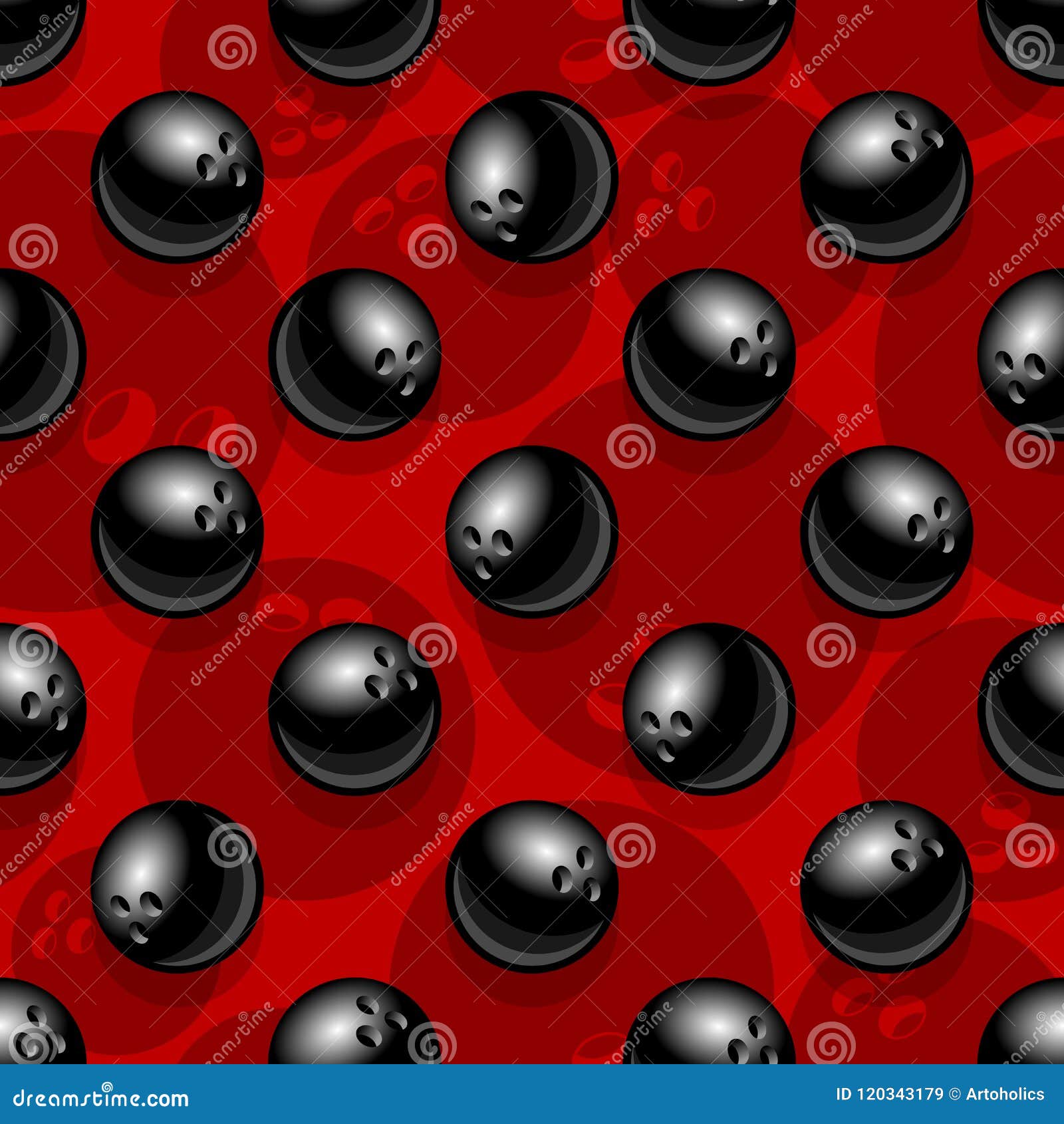 Printable Seamless Vector Pattern with Bowling Ball Graphic. Stock ...