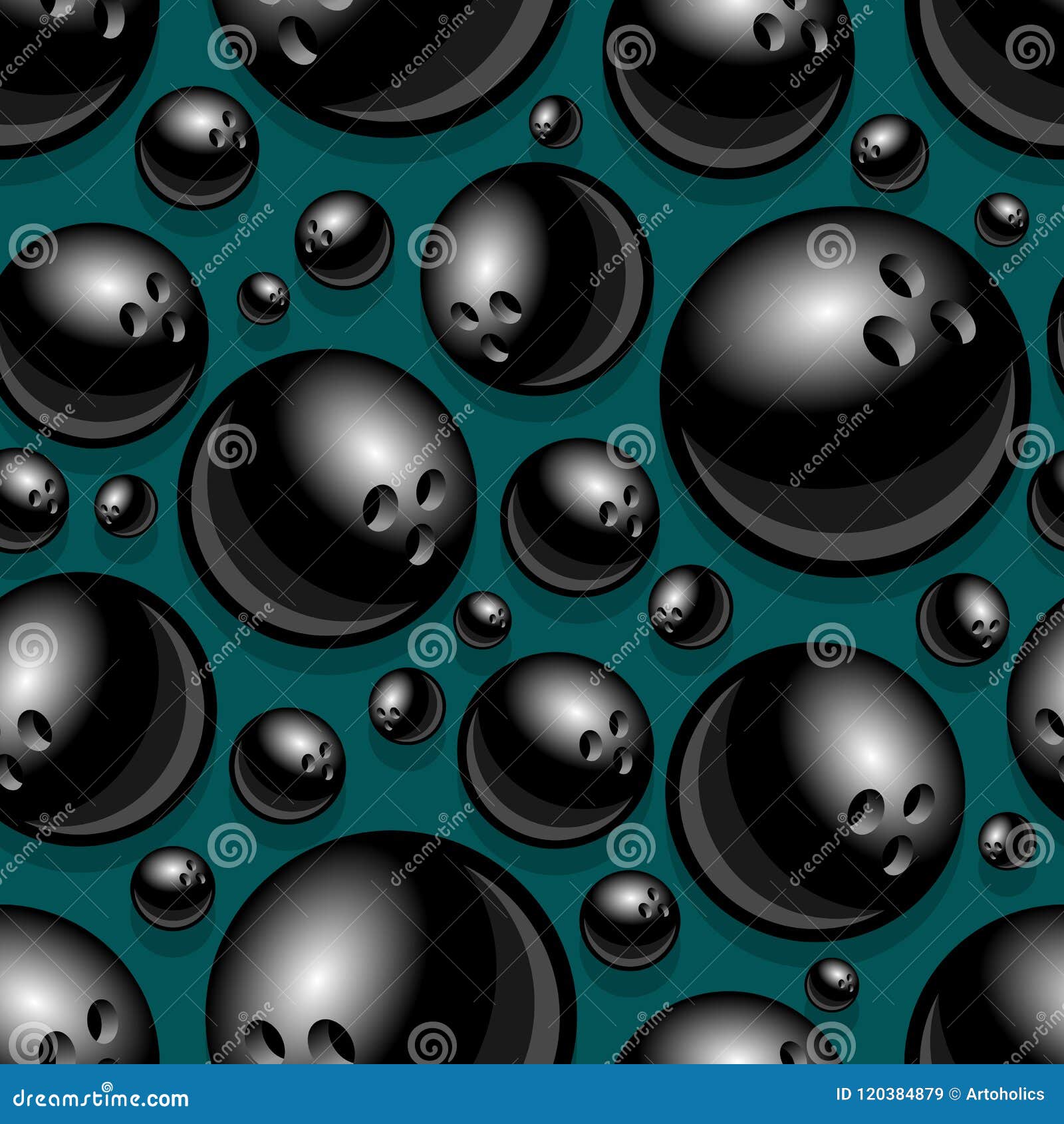 Printable Seamless Vector Pattern with Bowling Ball Graphic. Stock ...