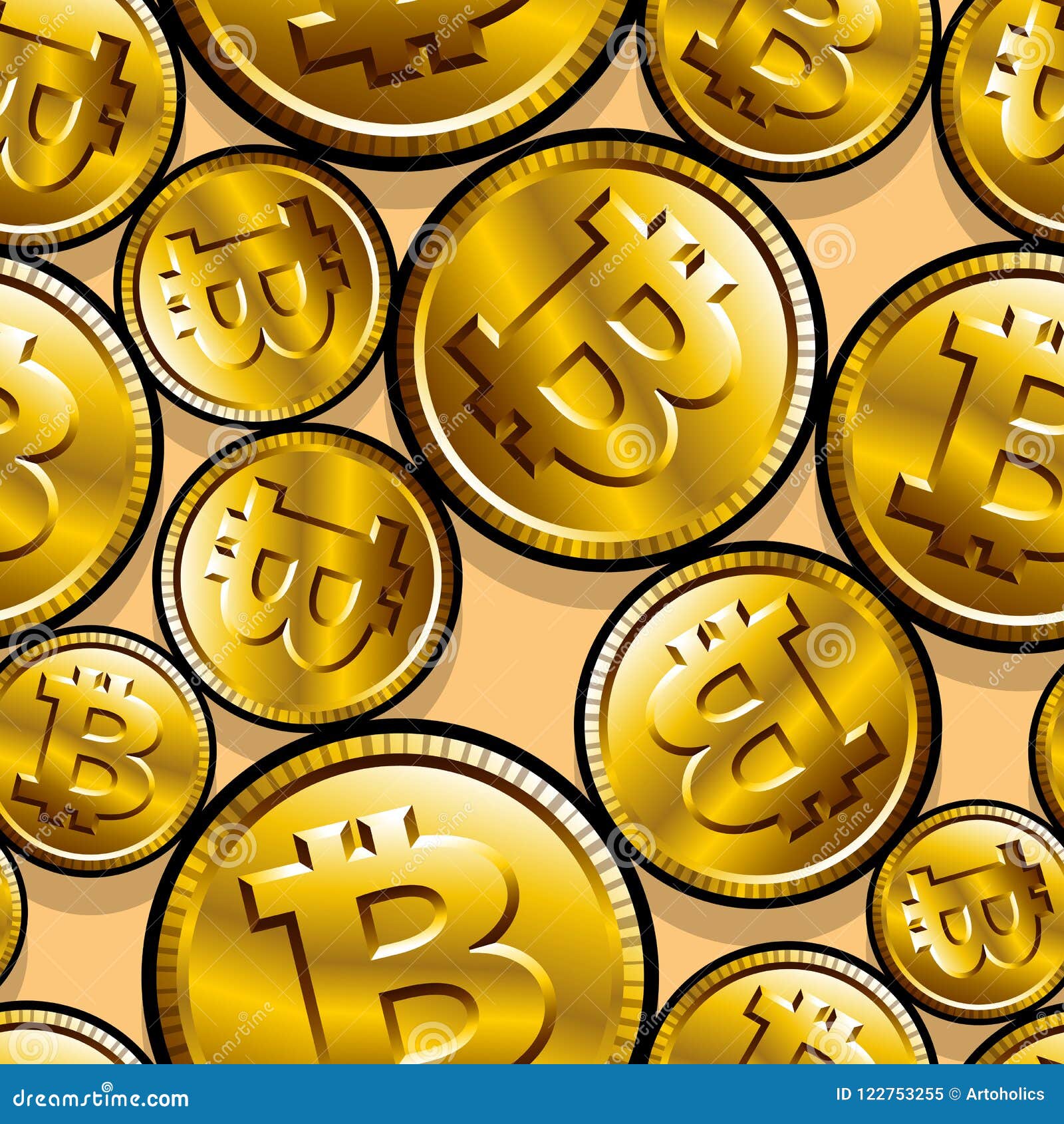 Printable Seamless Vector Pattern of Digital Bitcoin Crypto Currency ...