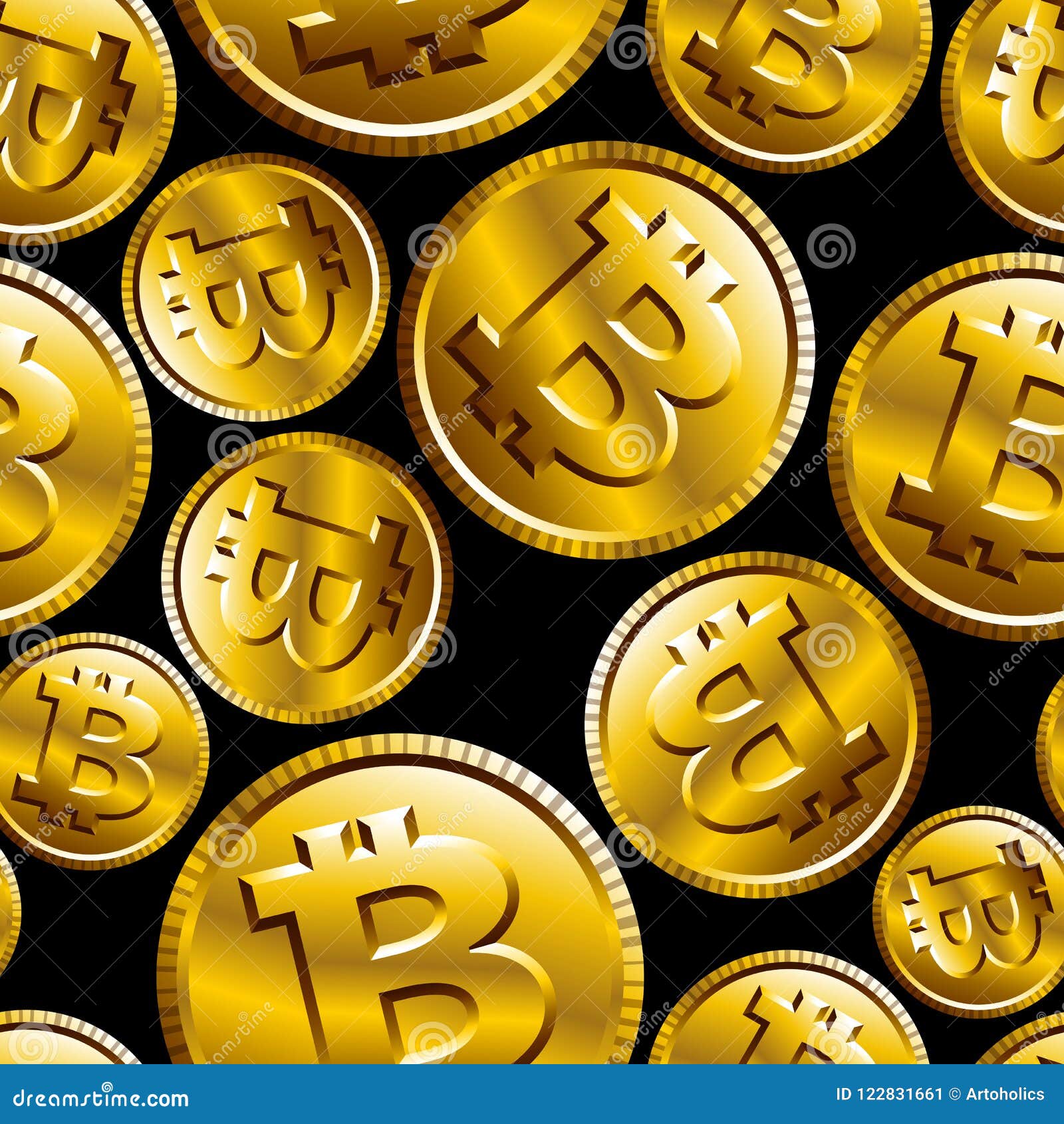 Printable Seamless Vector Pattern of Digital Bitcoin Crypto Currency ...