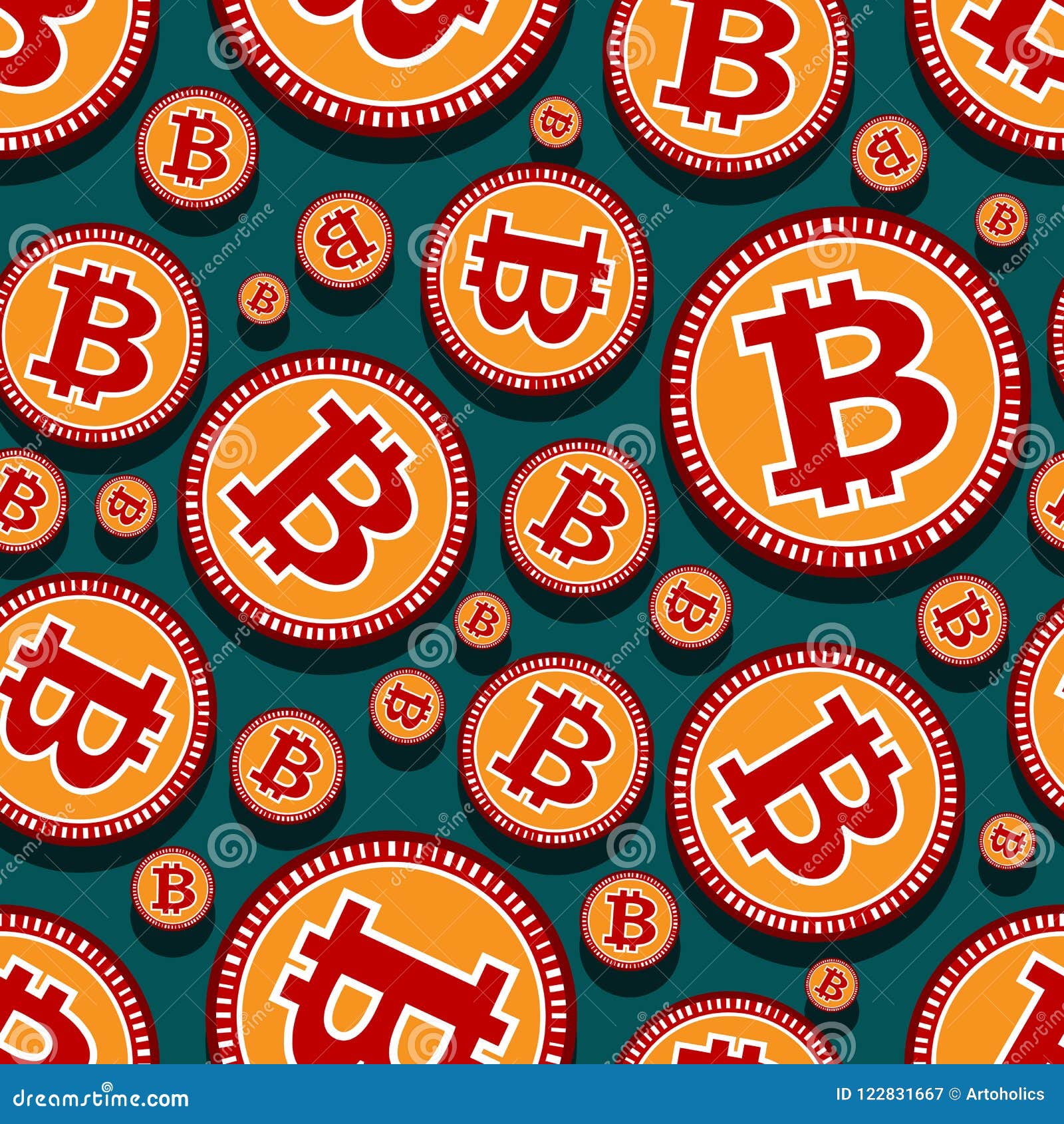 Printable Seamless Vector Pattern of Digital Bitcoin Crypto Currency ...