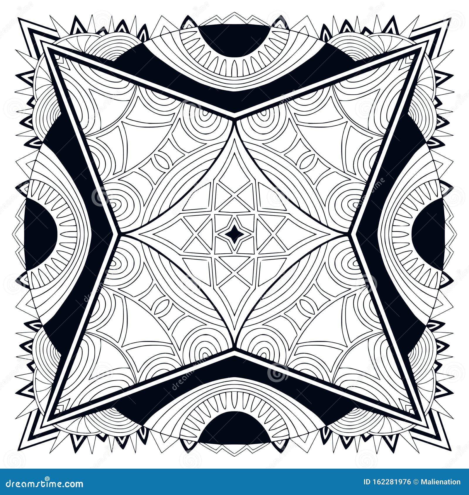 Printable Shawl Pattern. Black And White Background. Template For ...