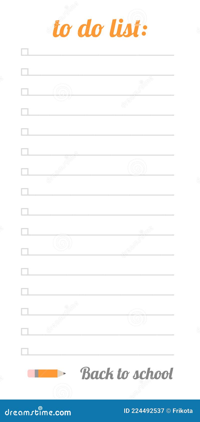 Printable To Do List. Back To School. Paper Sheet. Vector Illustration ...