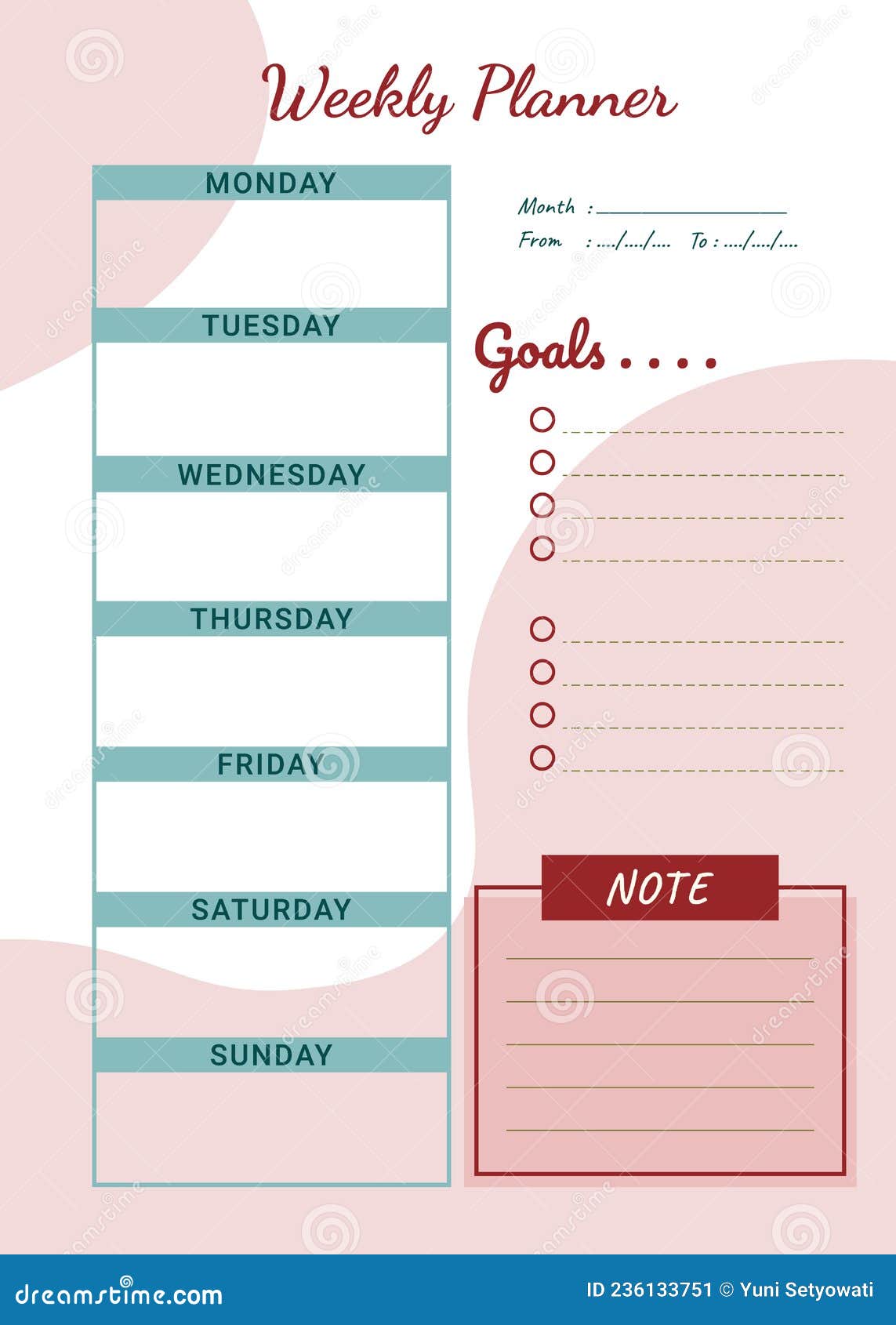 Abstract Weekly Planner Template for Bullet Journal Stock Vector ...