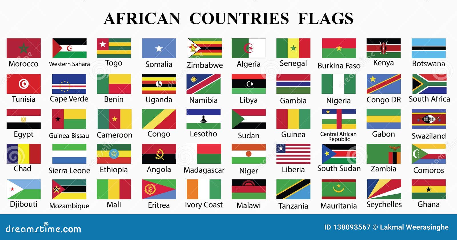Printafrica Countries Flags Collection Stock Vector Illustration Of