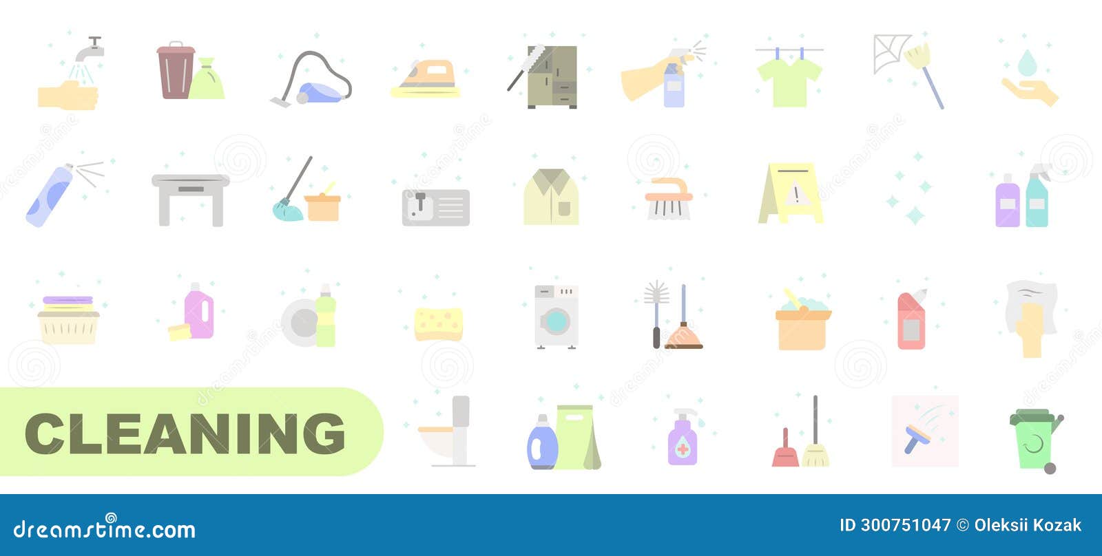 PrintColored Cleaning Company Symbol Icons. Vector Set of Linear Icons ...