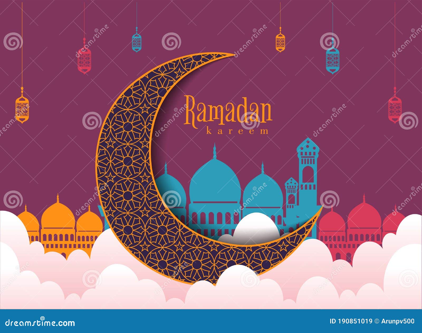 Eid Mubarak Golden Background With Masjid Gate, Golden Crescent Moon ...