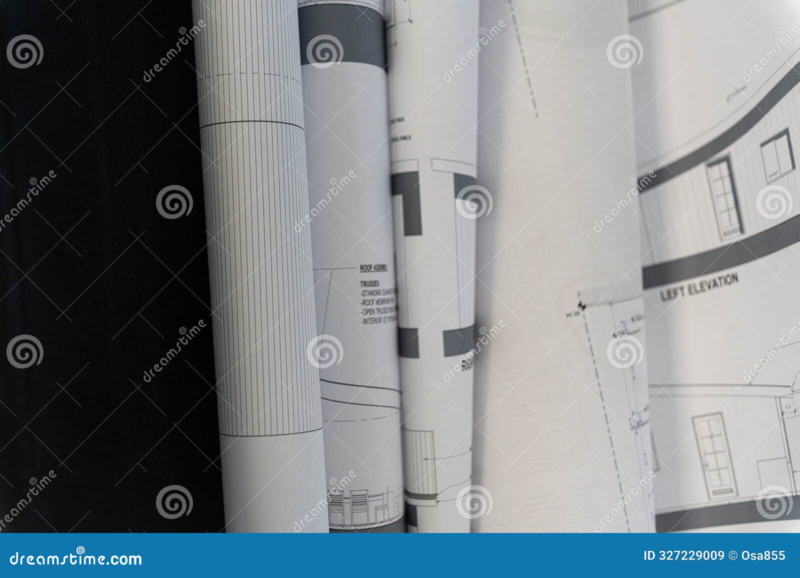 Printed Blueprints Plans in Plotter Printer Basket Stock Image - Image ...