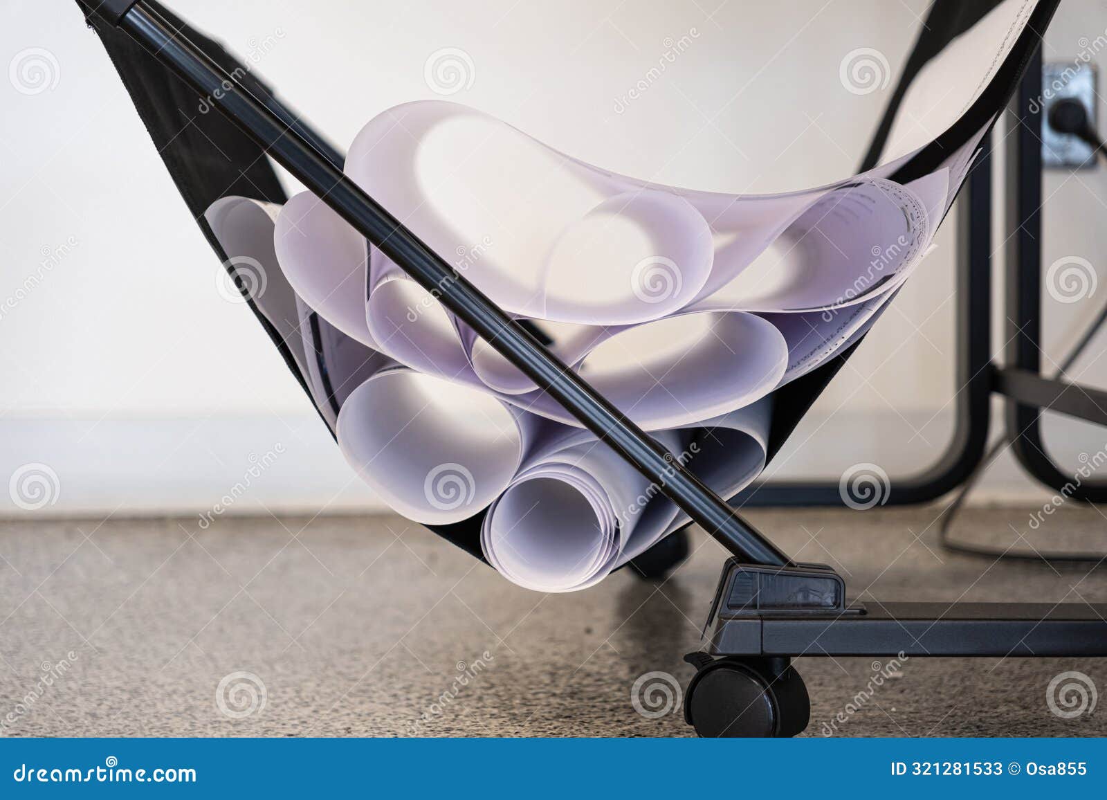 Printed Blueprints in Plotter Printer Basket Stock Image - Image of ...