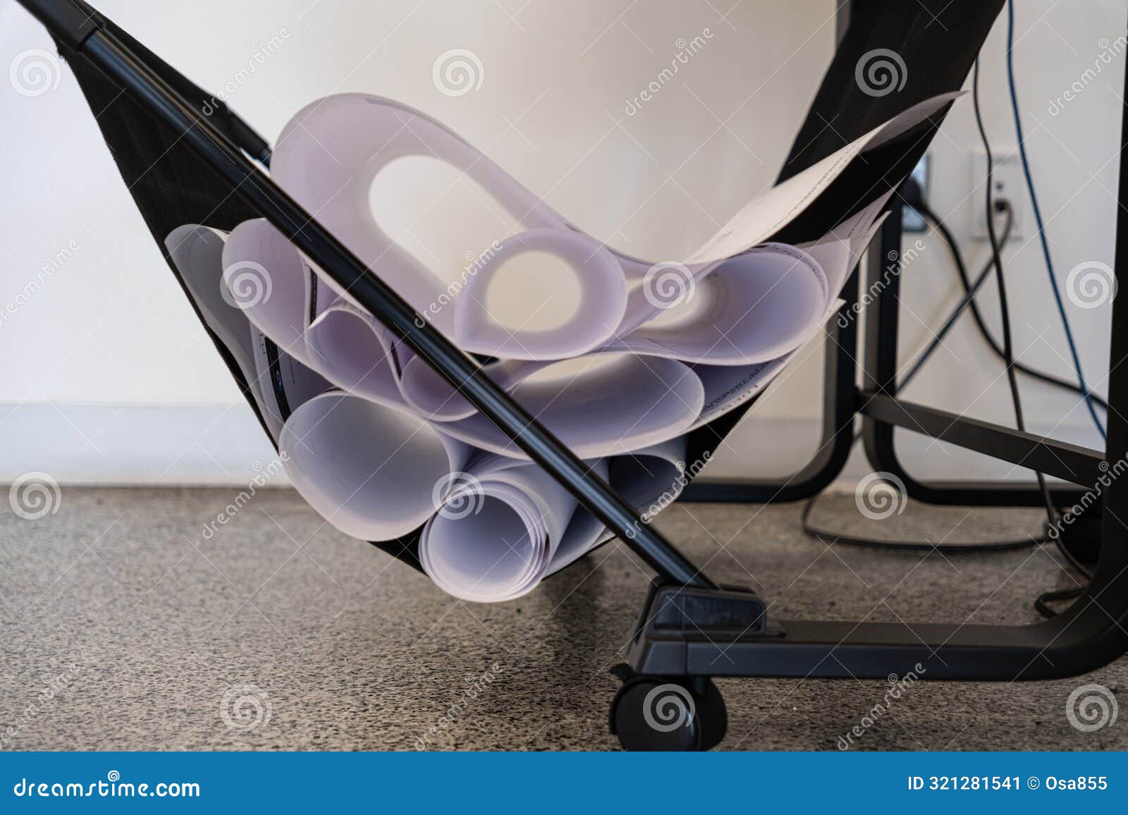 Printed Blueprints in Plotter Printer Basket Stock Image - Image of ...
