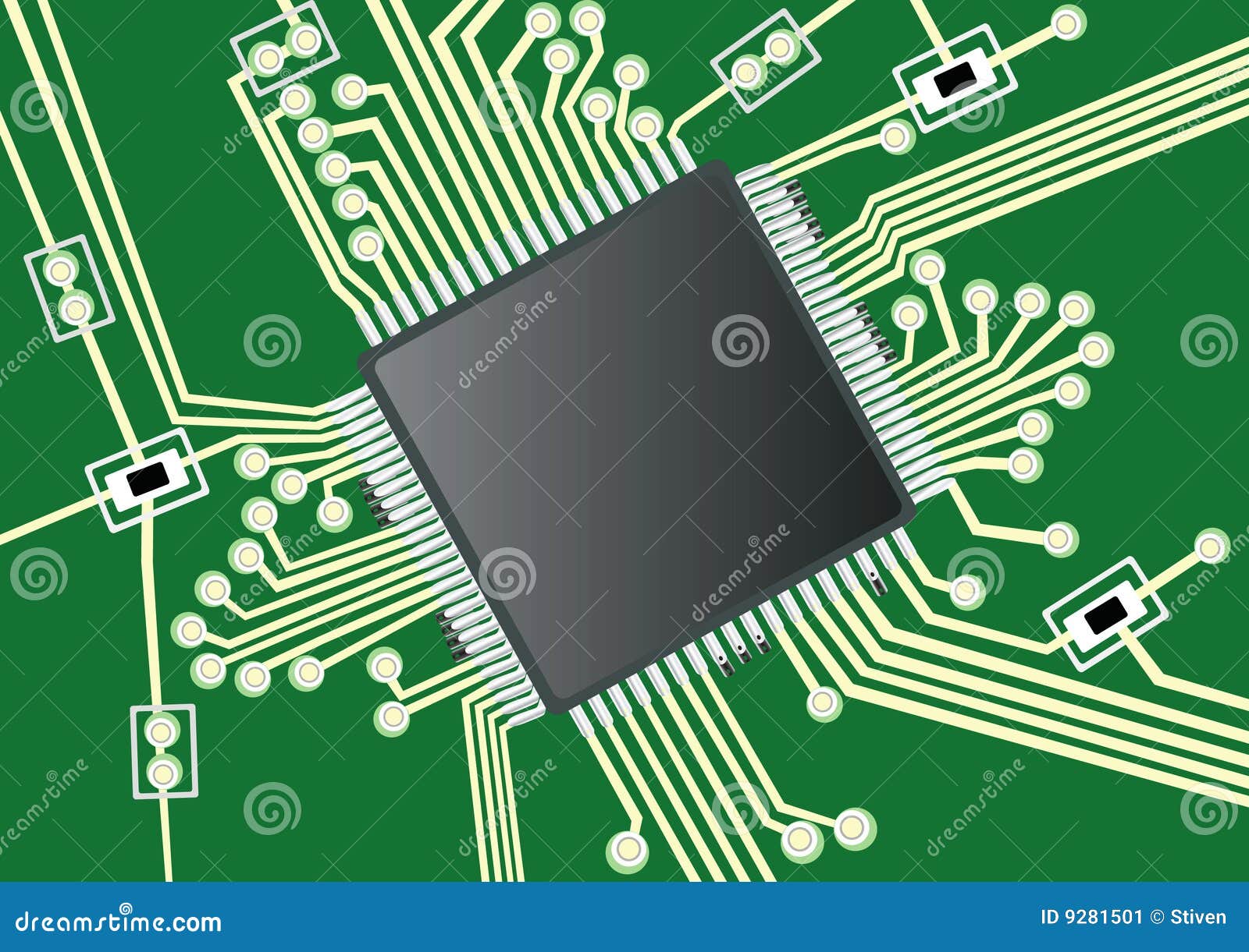 Printed circuit board stock vector. Illustration of close - 9281501