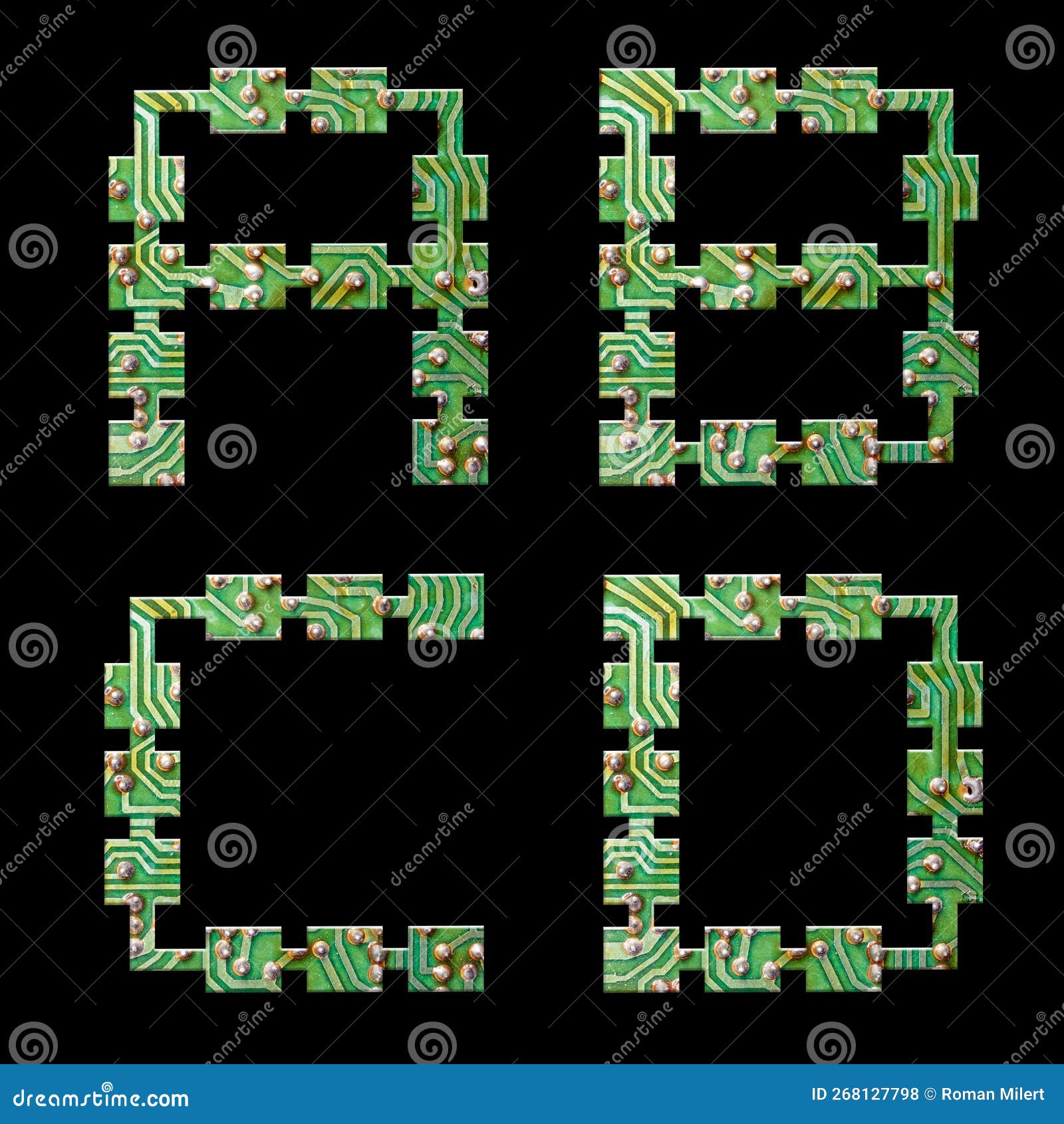 Printed Circuit Board Alphabet - Letters a-D Stock Illustration ...