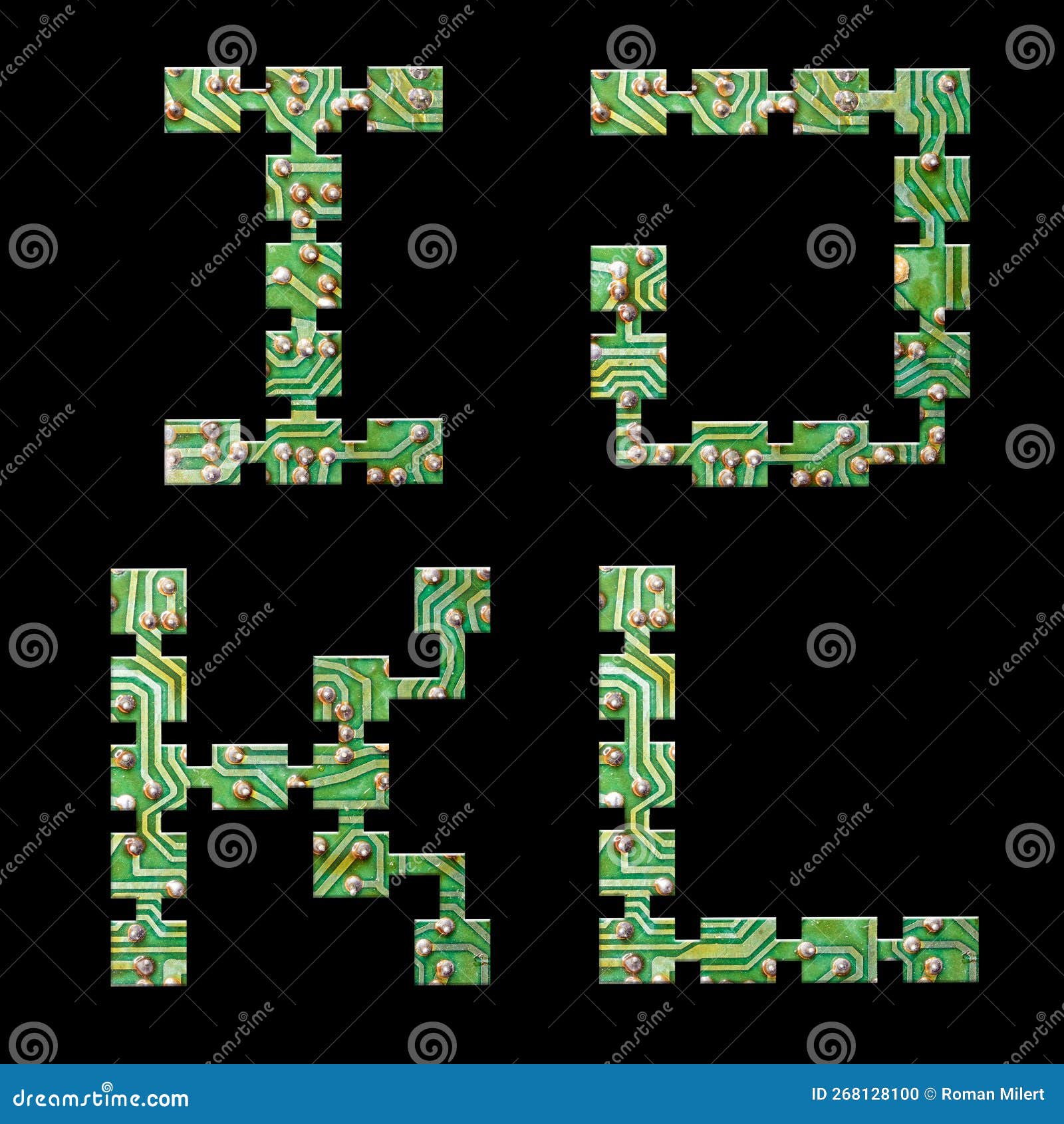 Printed Circuit Board Alphabet - Letters I-L Stock Illustration ...