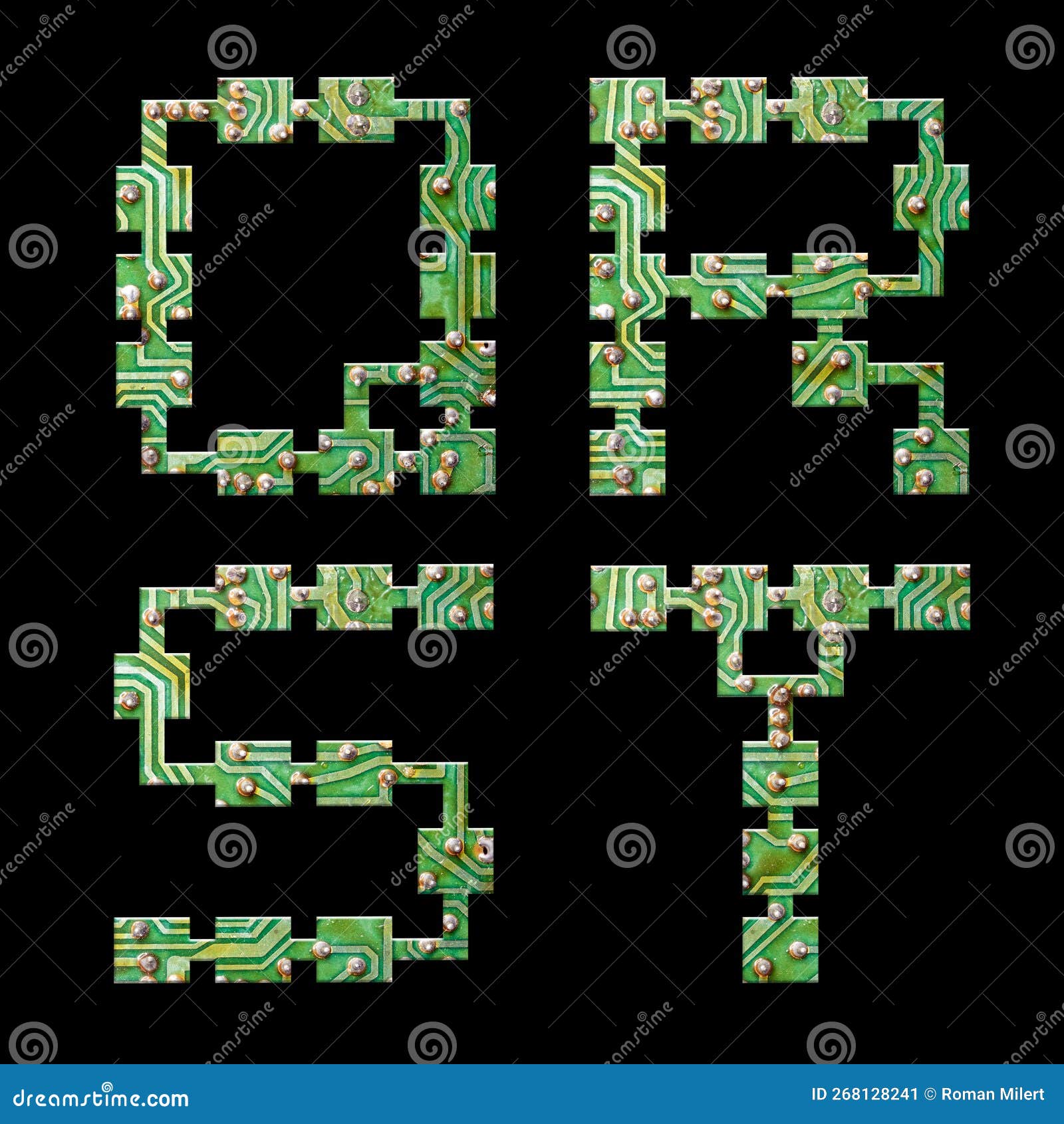 Printed Circuit Board Alphabet - Letters Q-T Stock Illustration ...