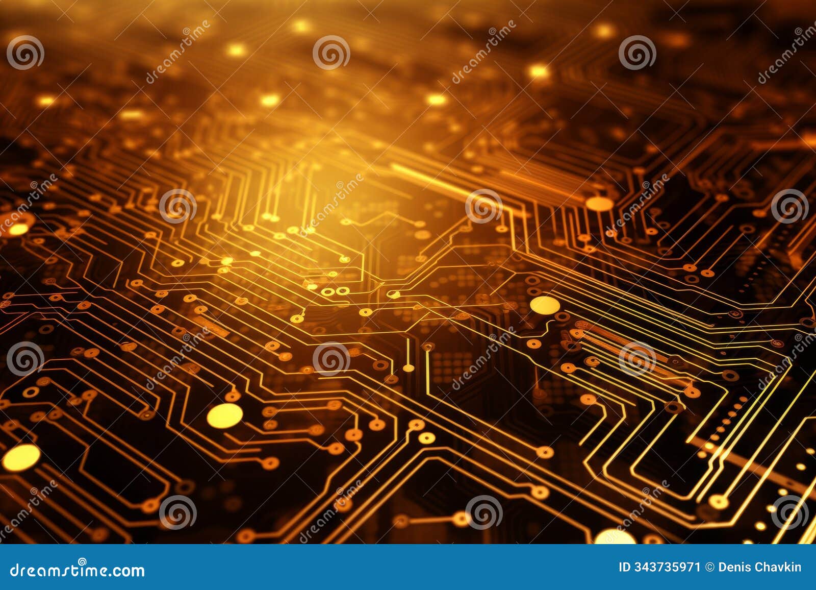 Printed Circuit Board Backdrop on Gold Background Stock Image - Image ...