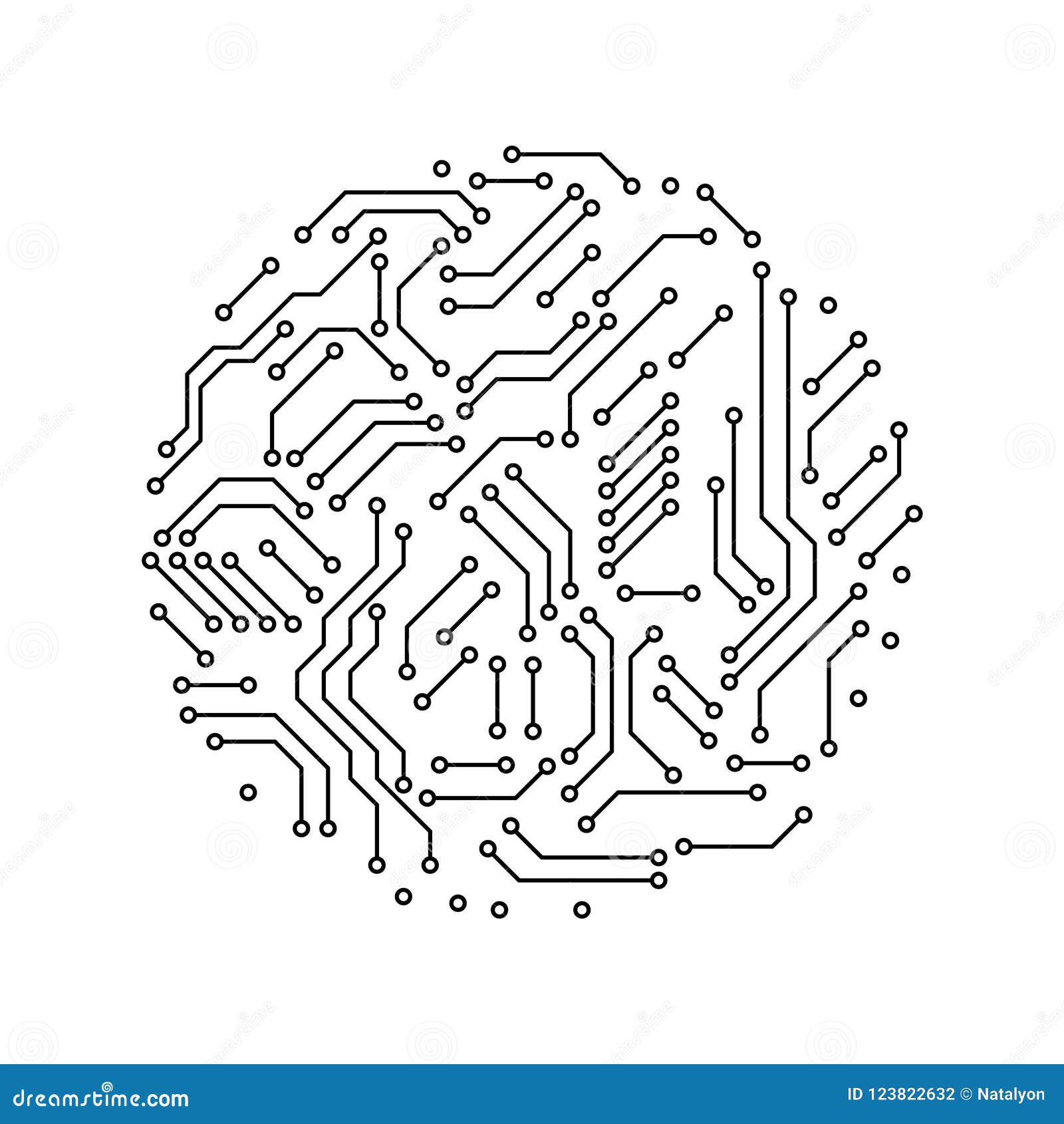 Vector Circuit With Brain Technology Background. Concept Illust ...