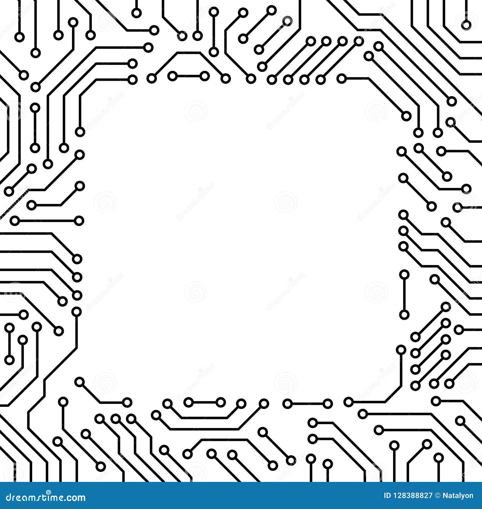 Printed Circuit Board Black and White Computer Technology Square Frame ...