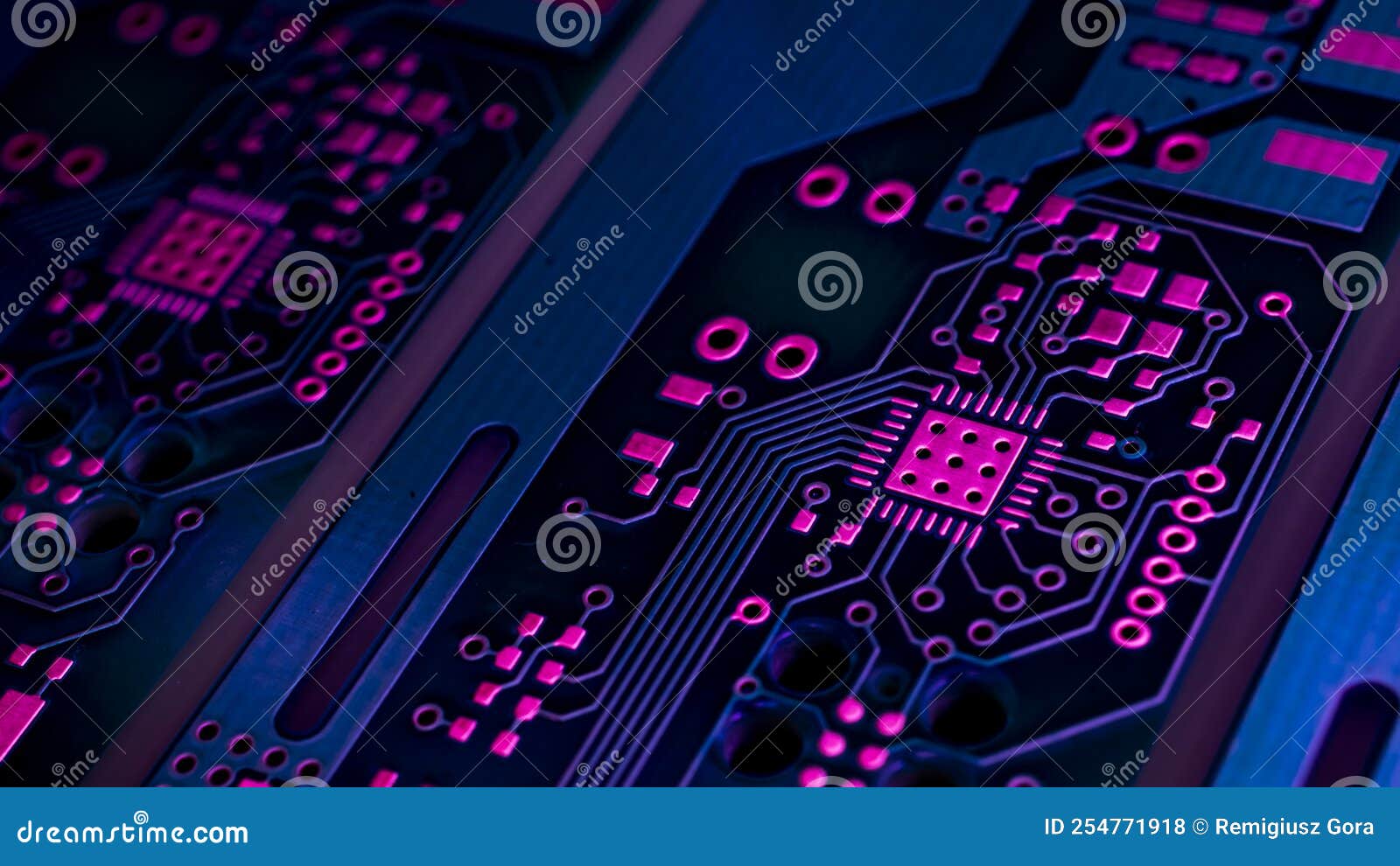 A Printed Circuit Board in Blue Stock Photo - Image of blue ...
