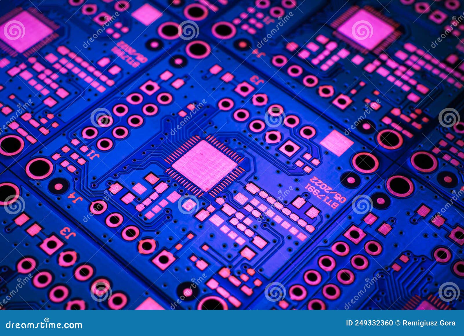A Printed Circuit Board in Blue Stock Photo - Image of innovation, chip ...