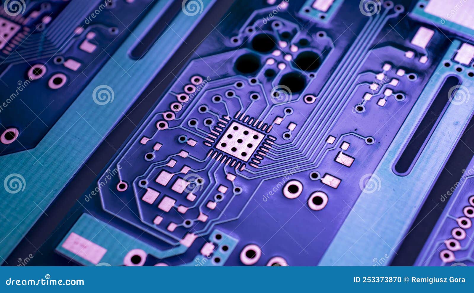 A Printed Circuit Board in Blue Stock Photo - Image of electrical ...