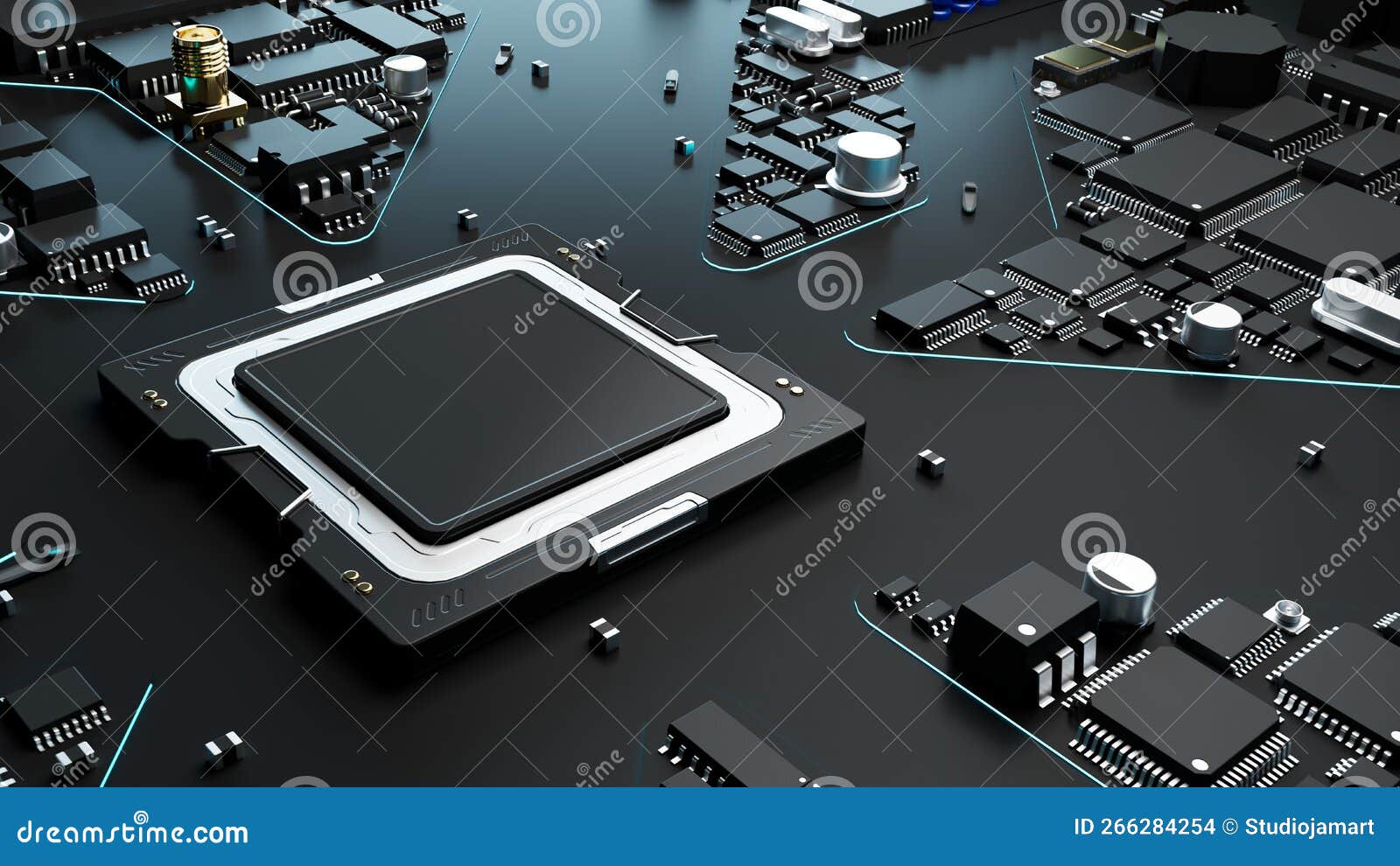 Printed Circuit Board with Chips Stock Illustration - Illustration of ...