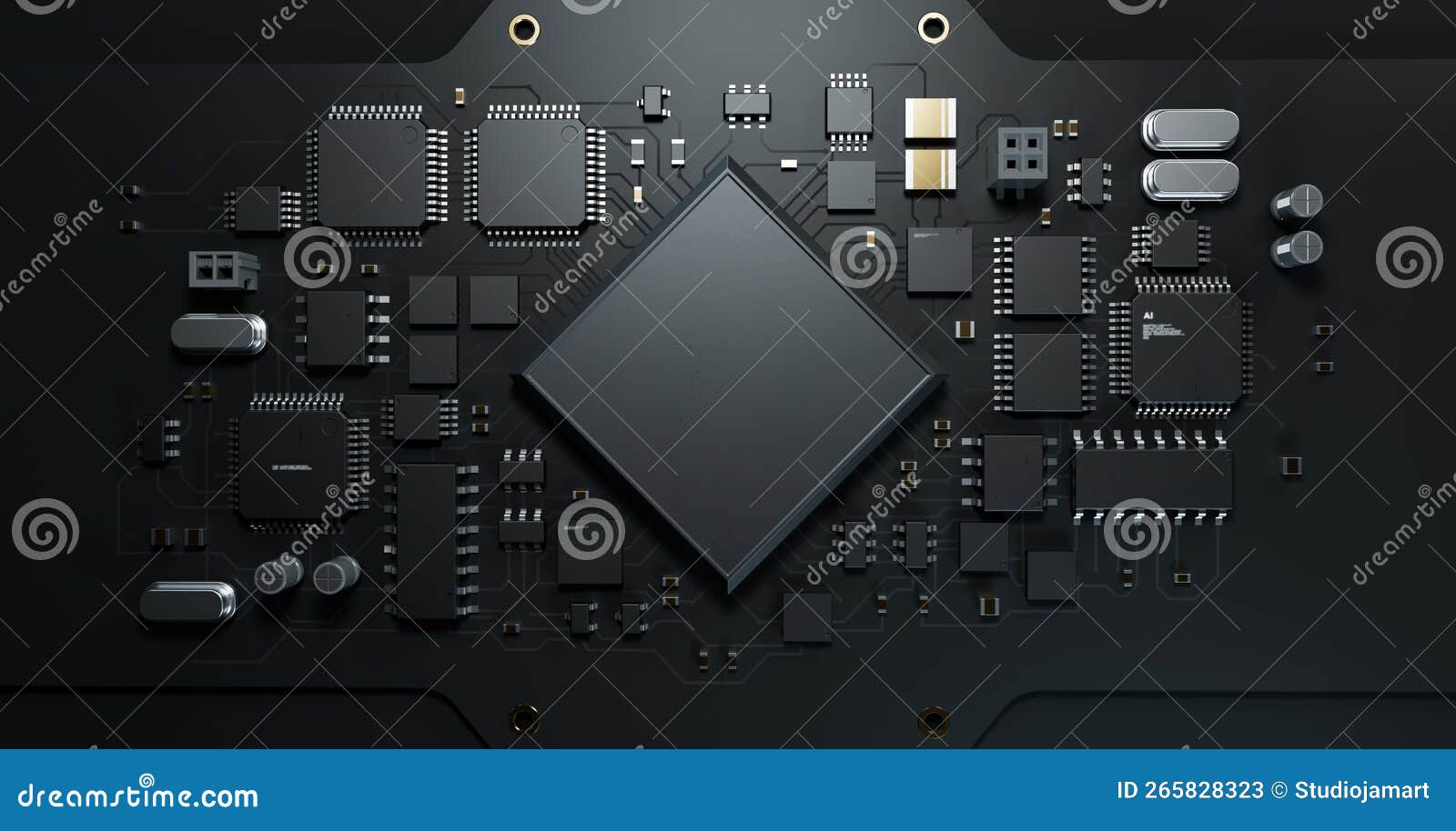 Printed Circuit Board with Chips Stock Illustration - Illustration of ...