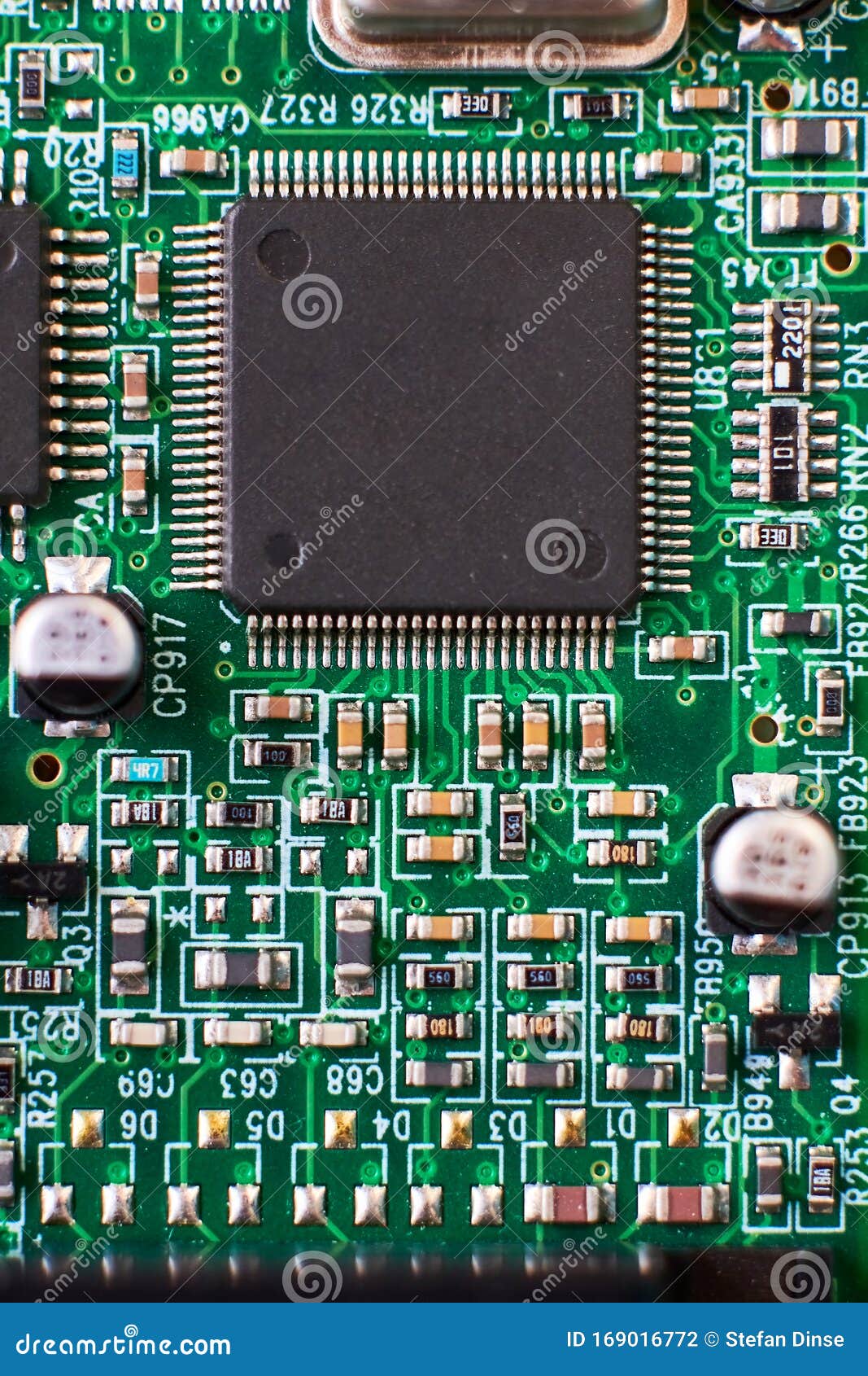 Printed Circuit Board with Chips and Radio Components Electronics Stock ...