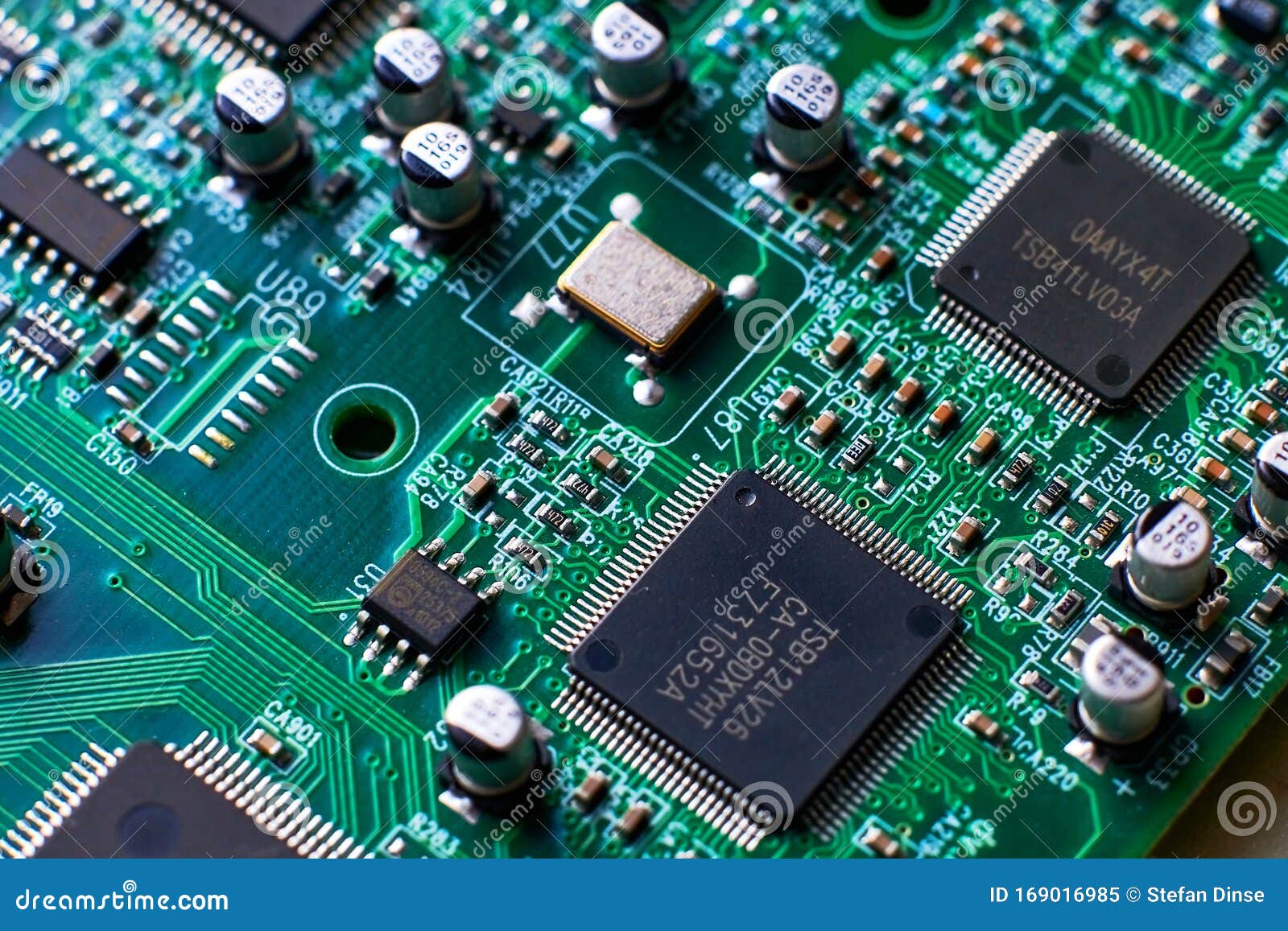 Printed Circuit Board with Chips and Radio Components Electronics Stock ...