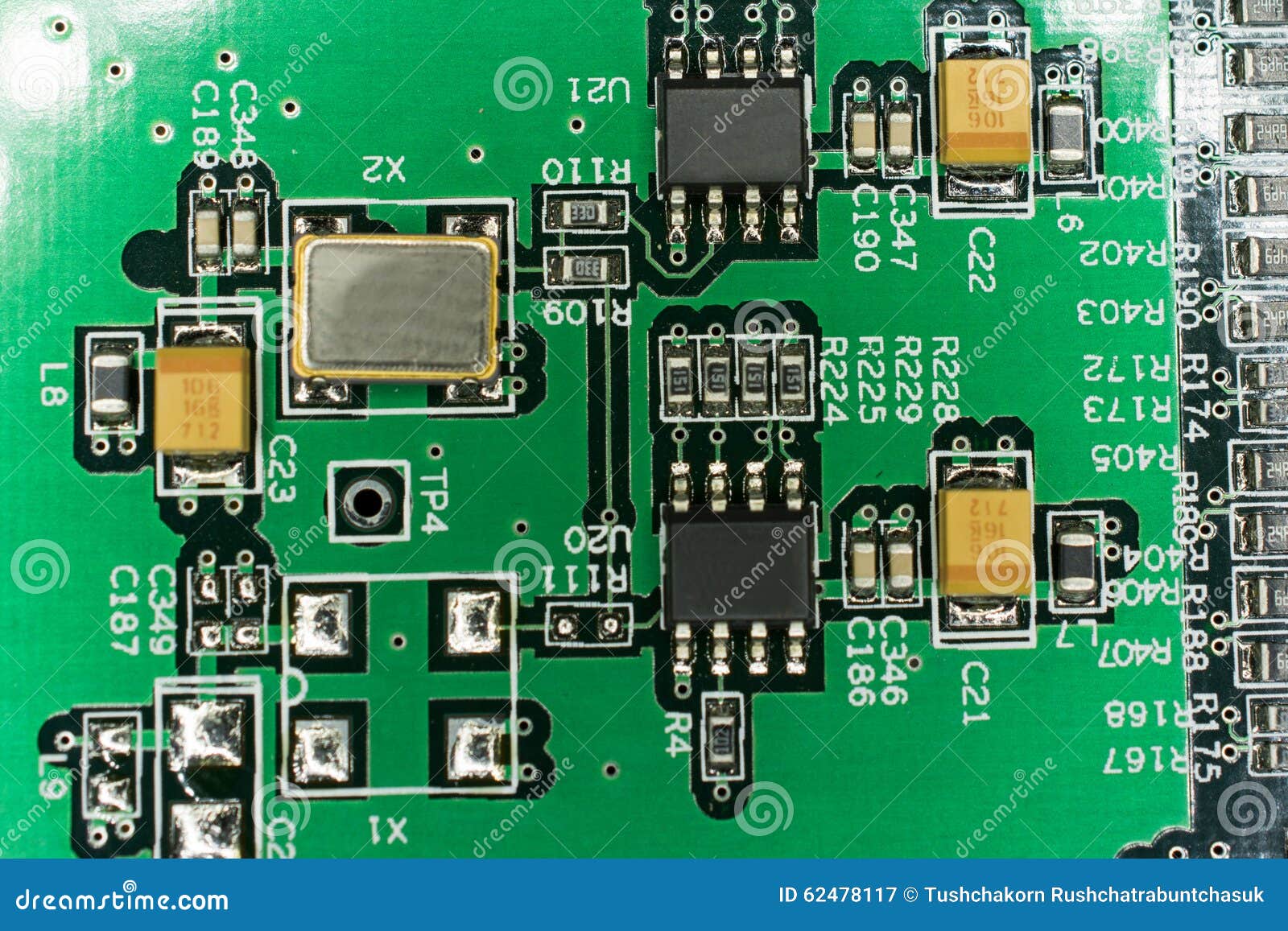 Printed Circuit Board from a Computer in Black with Green Lines Stock ...