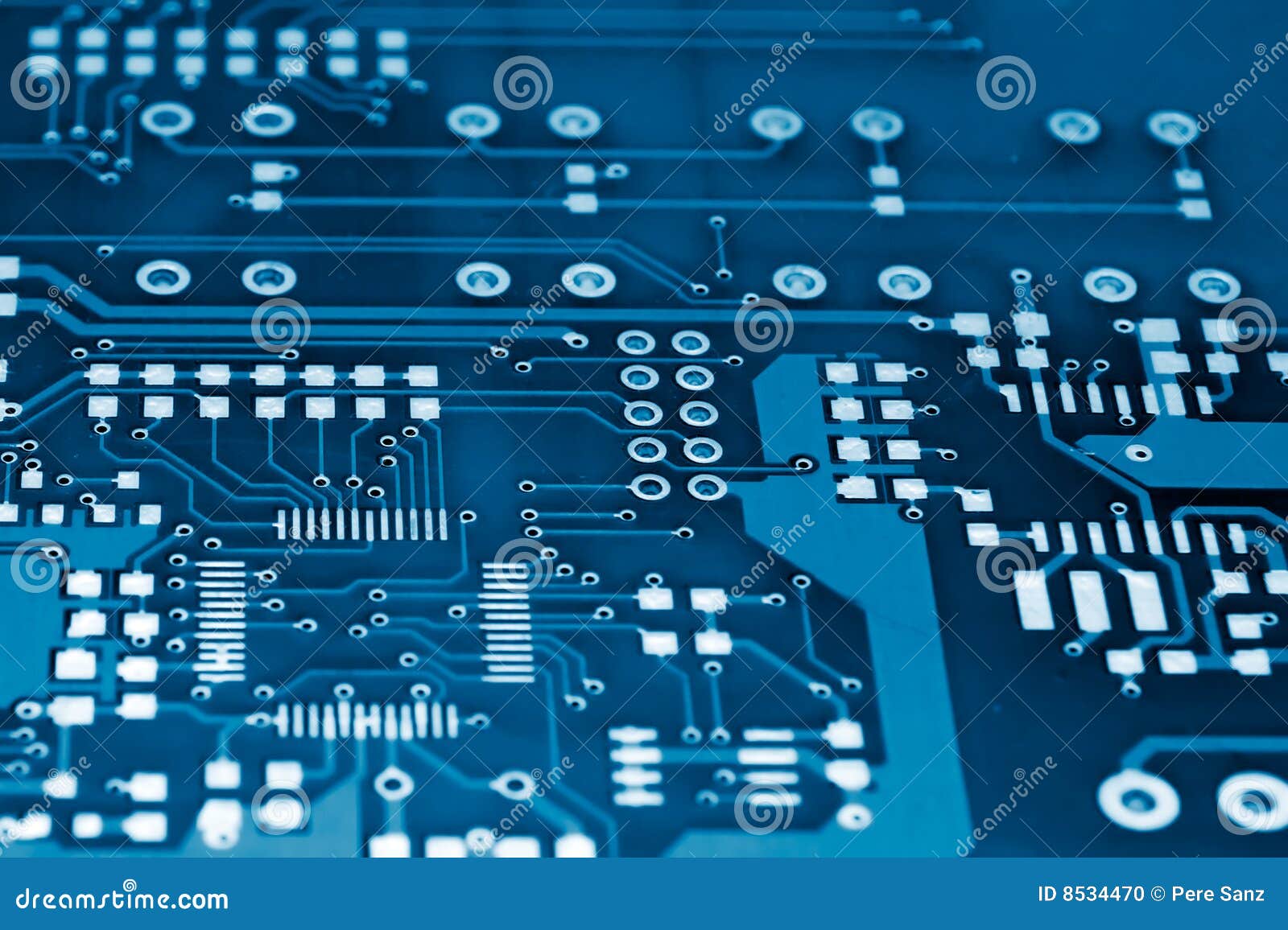 Printed Circuit Board in Electric Blue Stock Photo - Image of hardware ...