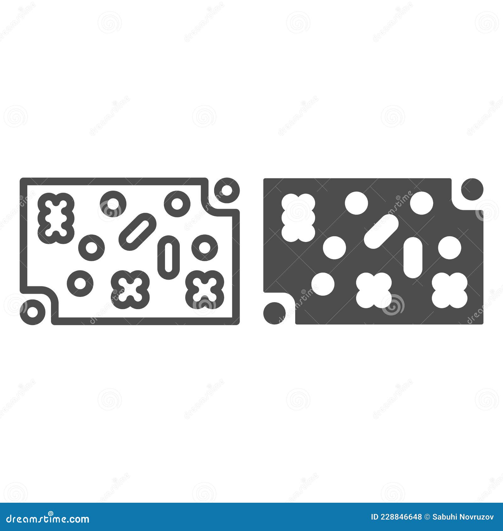 Printed Circuit Board with Fastening Elements Line and Solid Icon ...