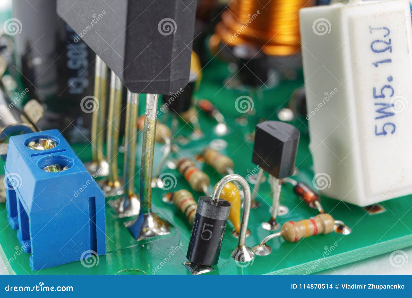 Printed Circuit Board with Installed Analogue Electronic Components ...