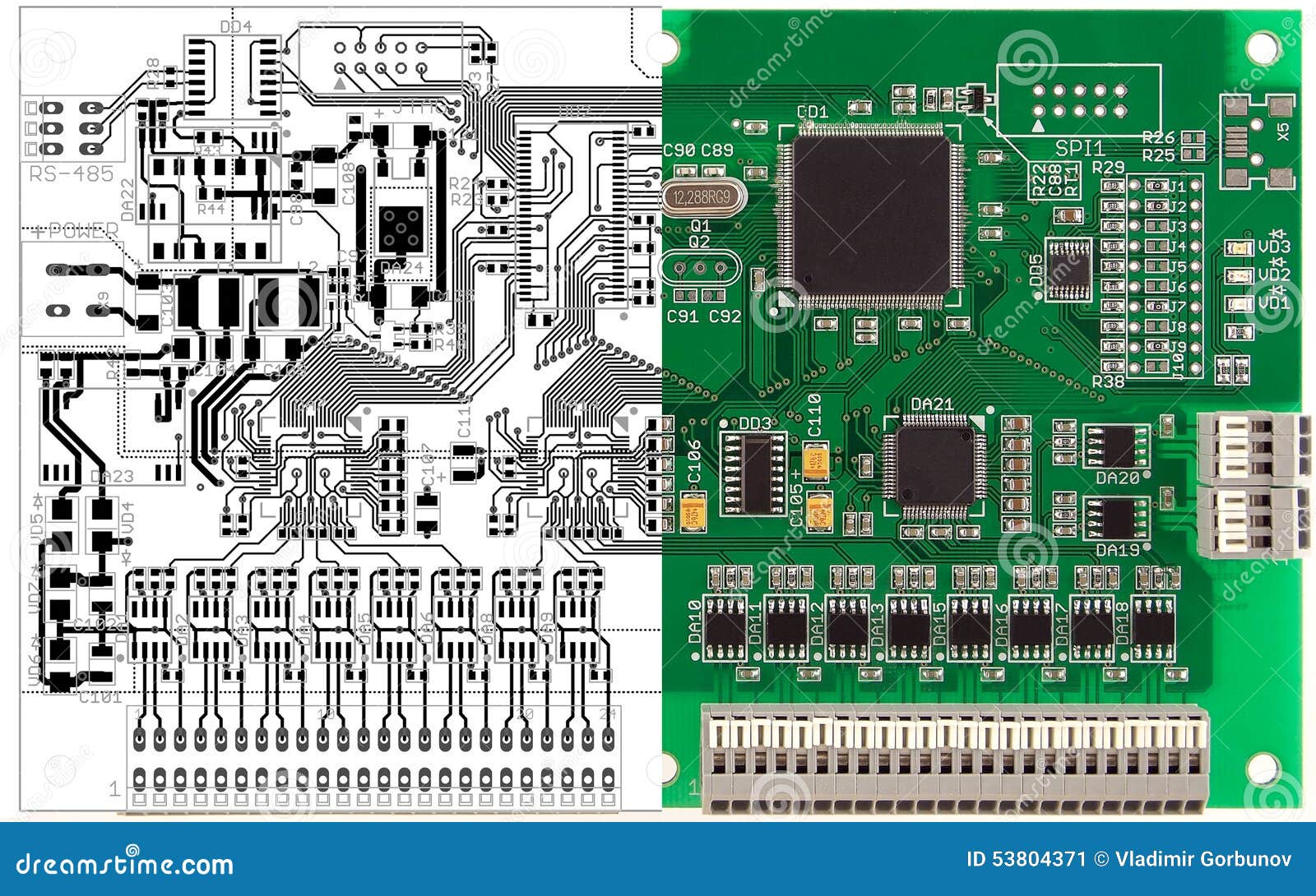 Printed Circuit Board and Its Computer Design Stock Illustration ...