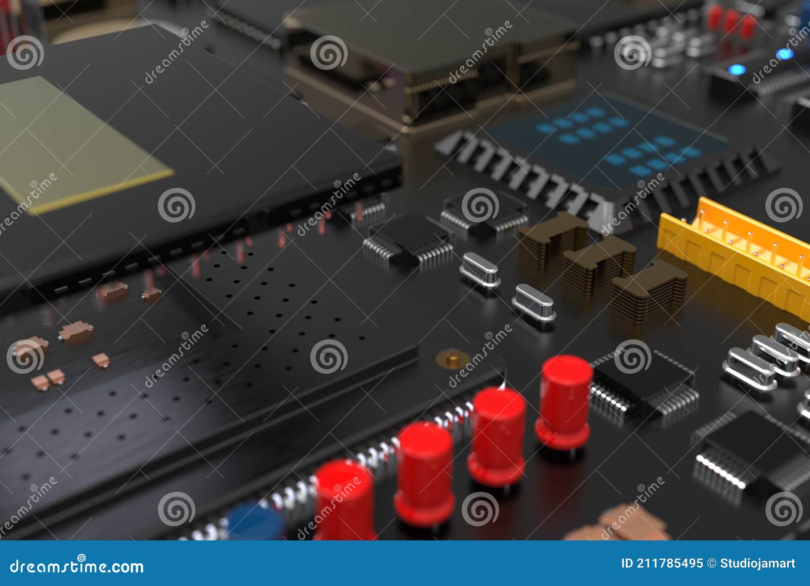Printed Circuit Board with Microchips Stock Illustration - Illustration ...