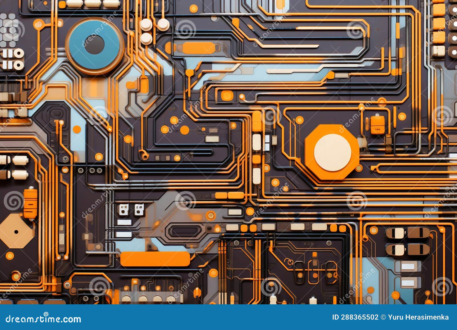 The Printed Circuit Board of a Modern Computer. Motherboard for Electronic Systems and Equipment ...