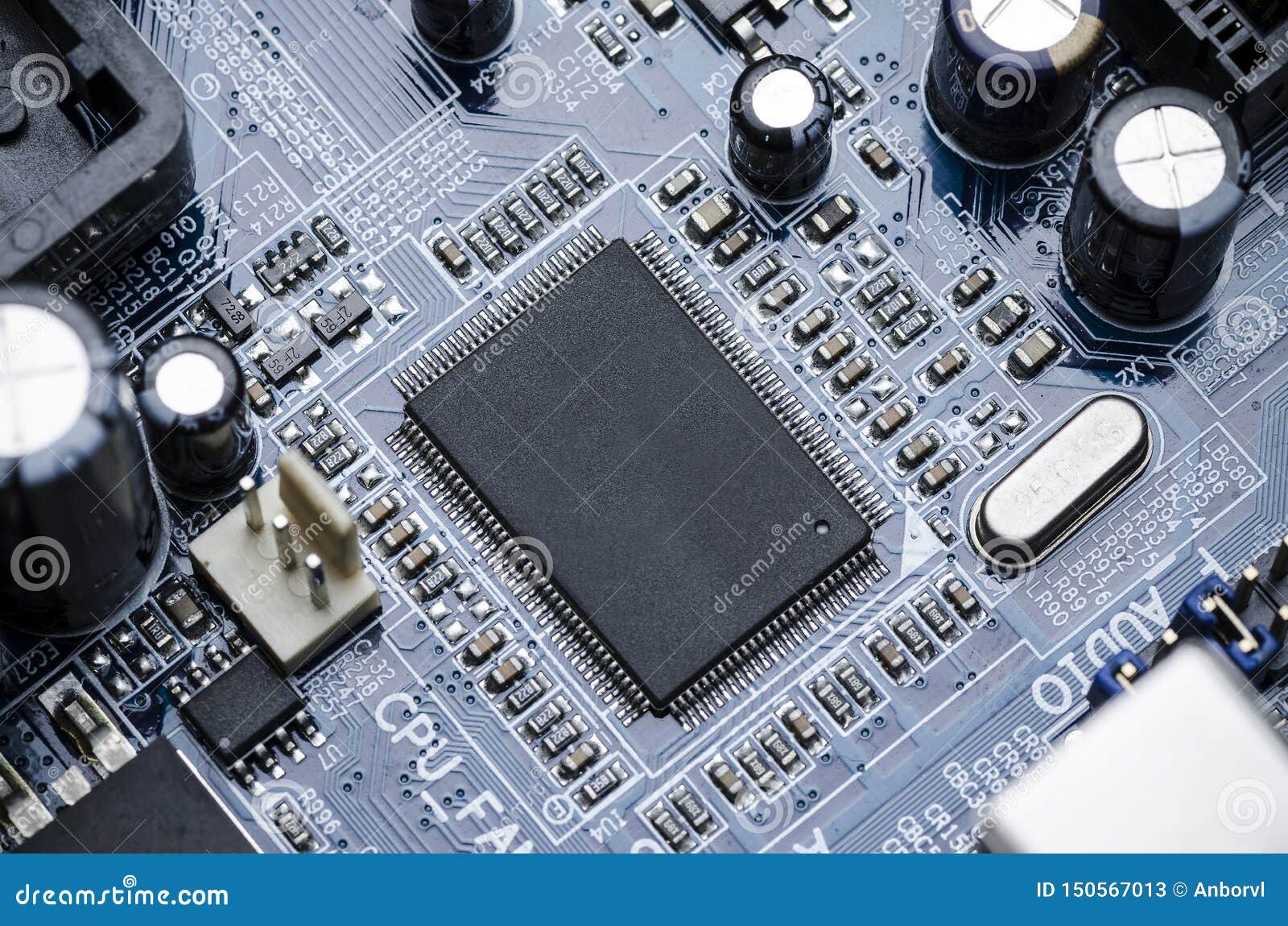 Printed Circuit Board with Parts and Microchip Stock Image - Image of ...
