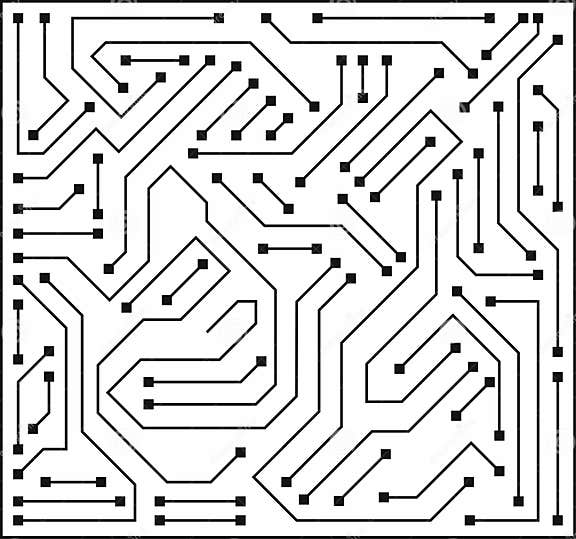 Printed Circuit Board Pattern. Vector Electrical Background. Outline ...